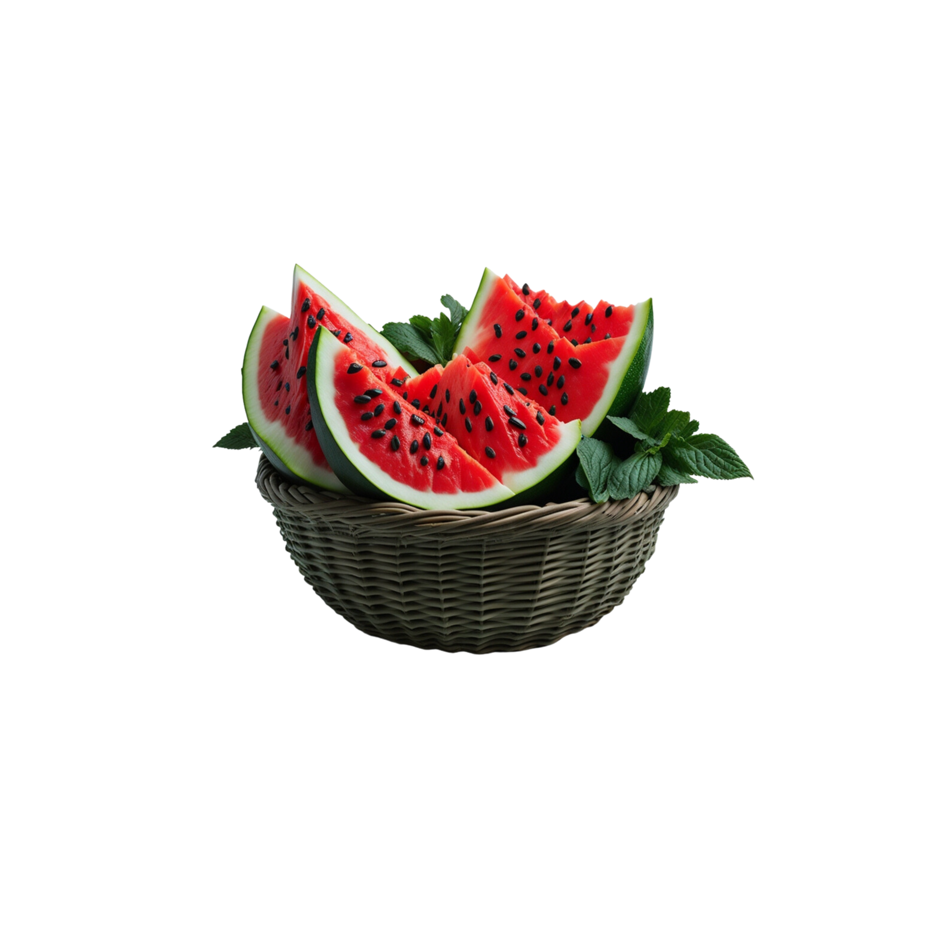 Bamboo basket full of freshly harvested organic watermelon Fruits ... Bamboo basket full of freshly harvested organic watermelon Fruits ...