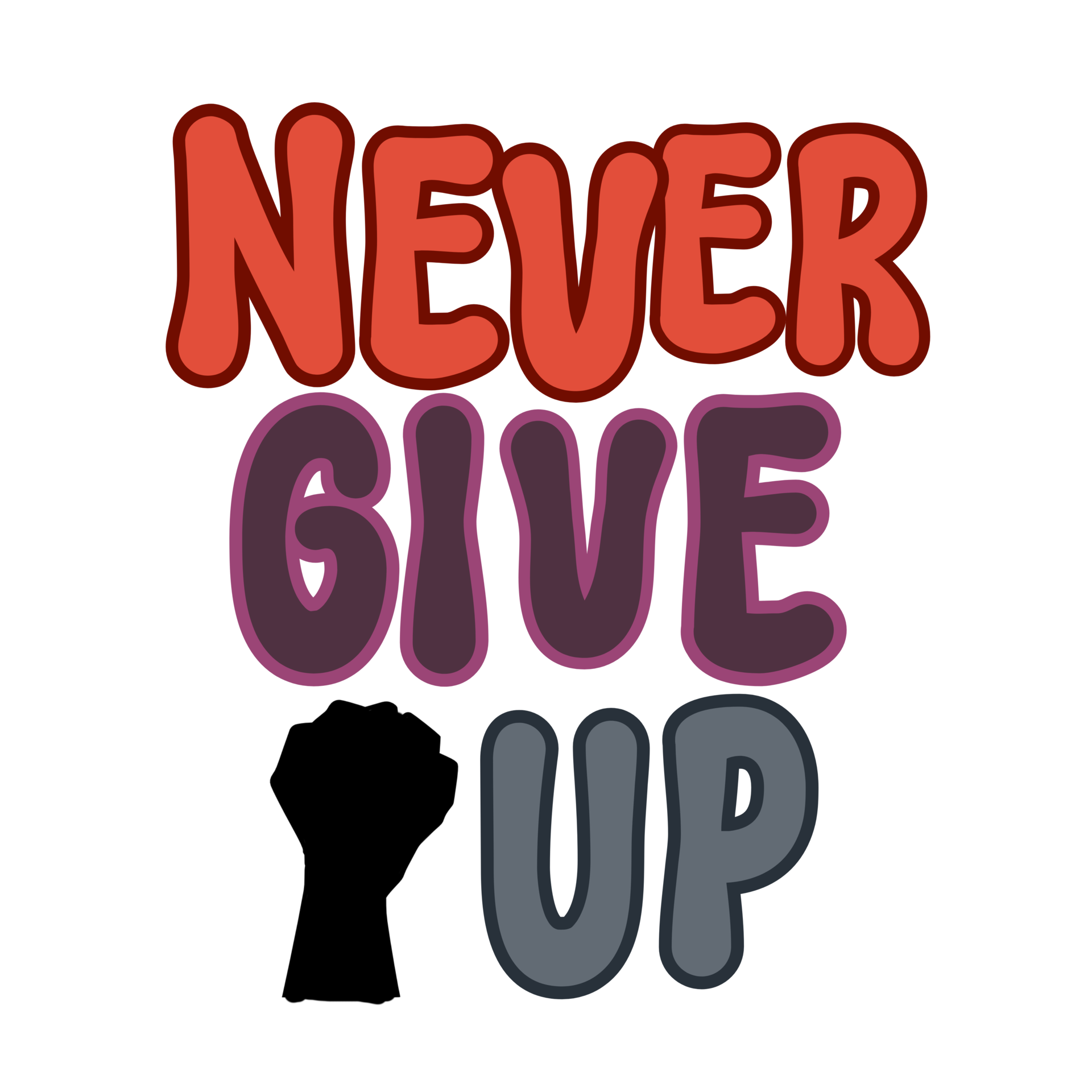Nunca dar arriba texto con puño, caligrafía clipart, tipografía ... Nunca dar arriba texto con puño, caligrafía clipart, tipografía ...