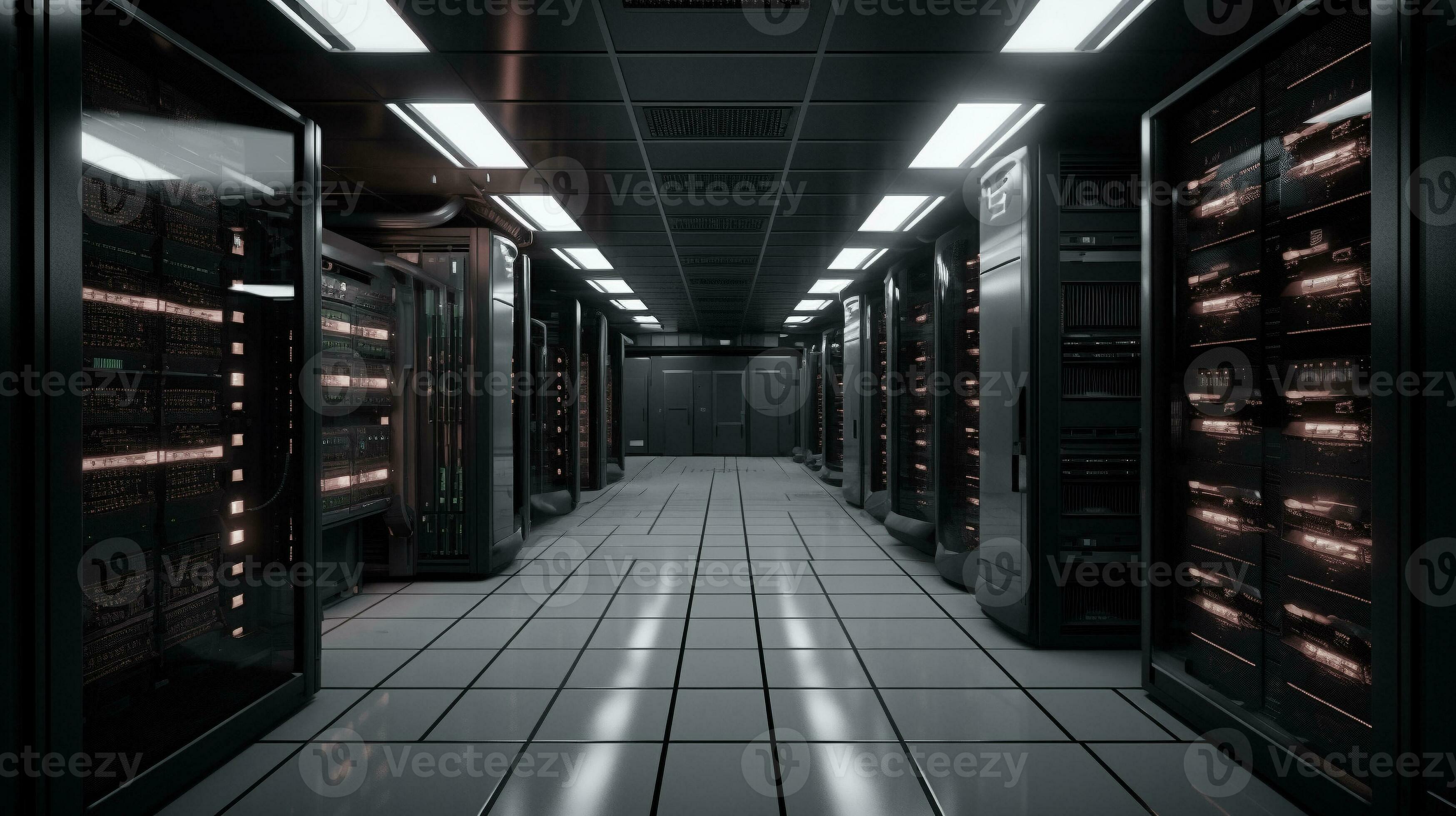 computer server control room for collect big data. data center and ...