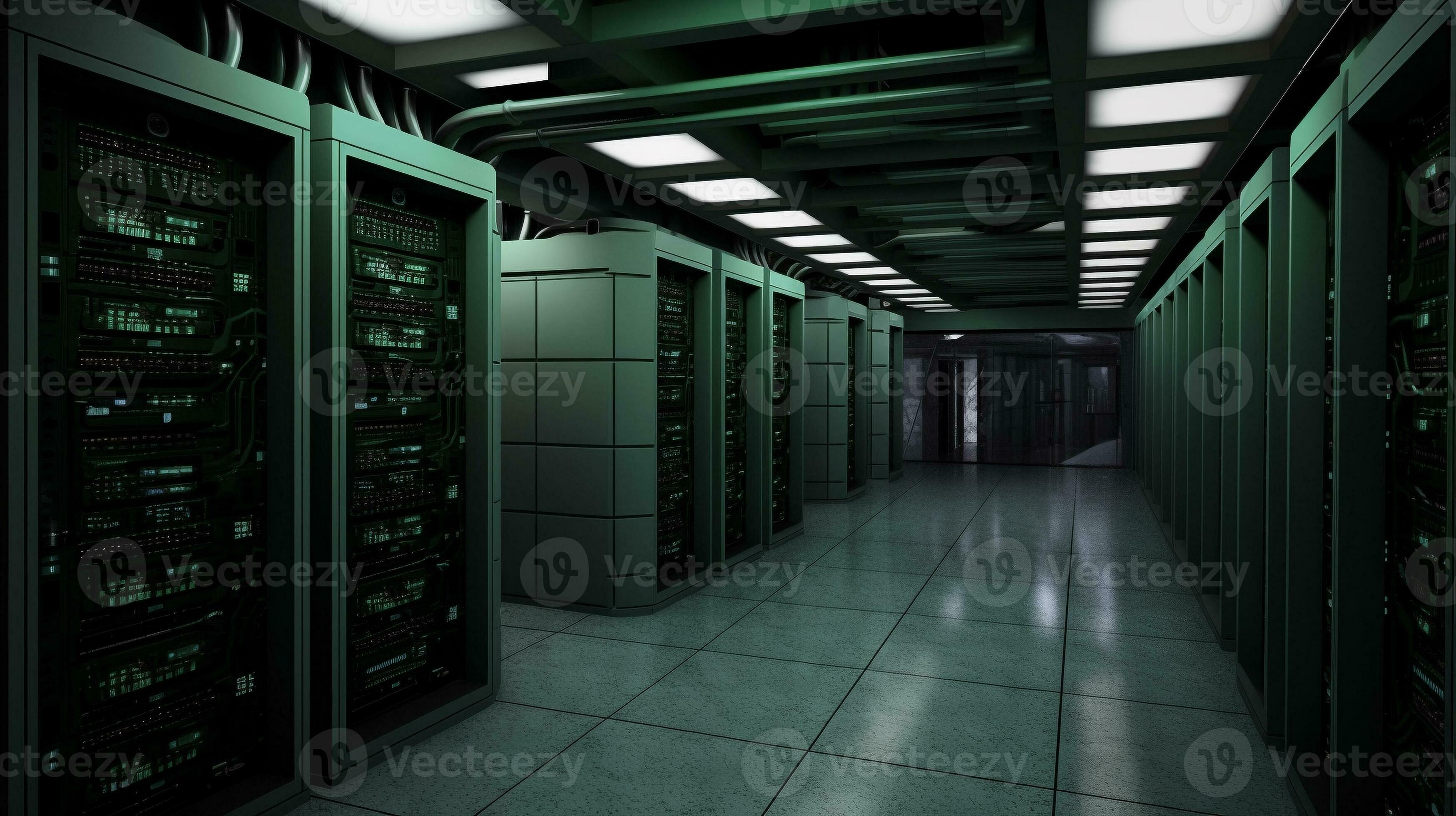 computer server control room for collect big data. data center and ...