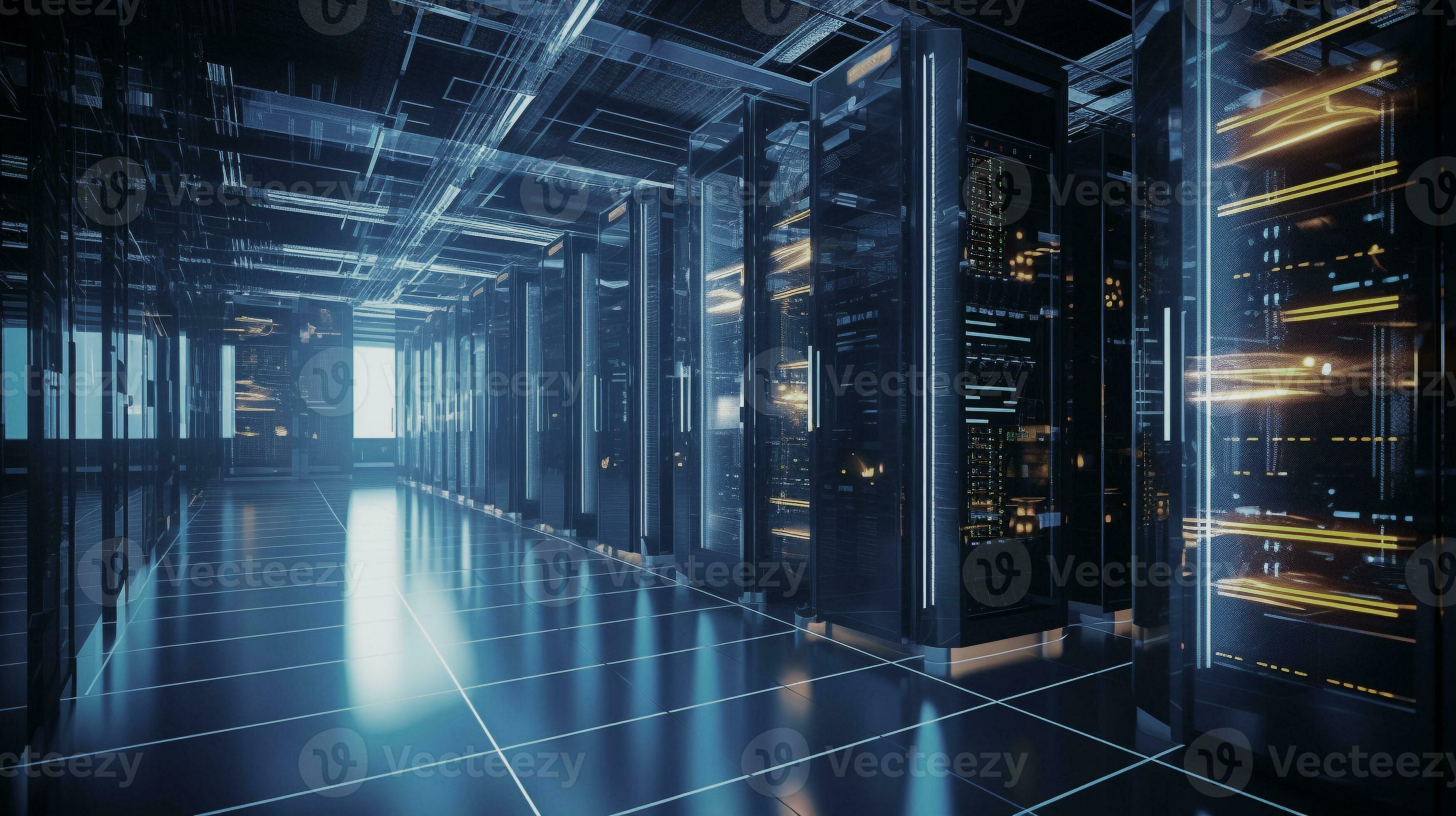 computer server control room for collect big data. data center and ...