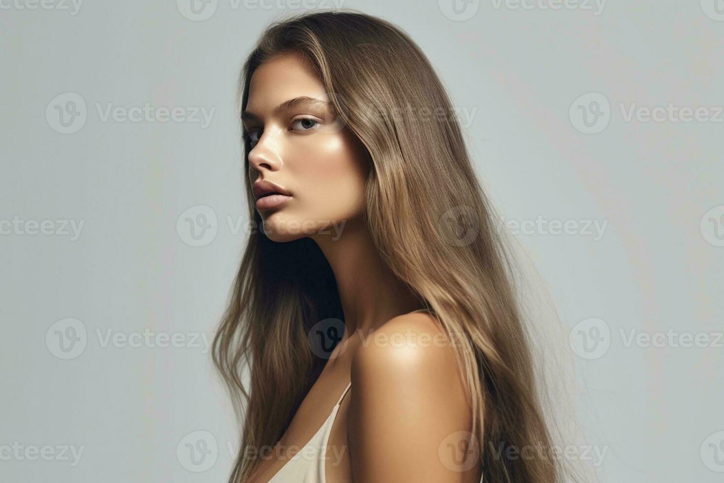 Pretty young longhair woman, created with generative AI 26853499 Stock ...