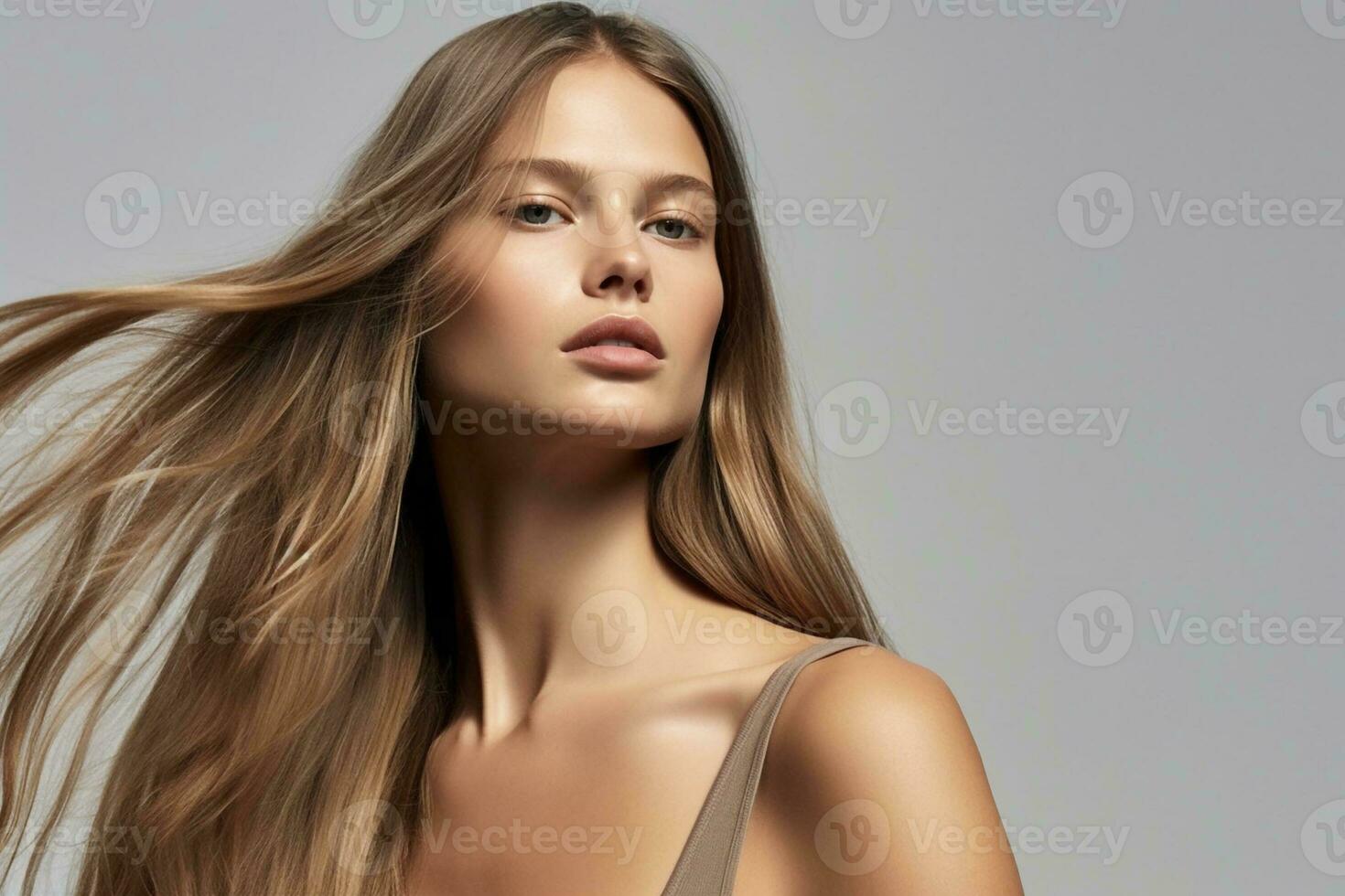 Pretty young longhair woman, created with generative AI 26853523 Stock ...