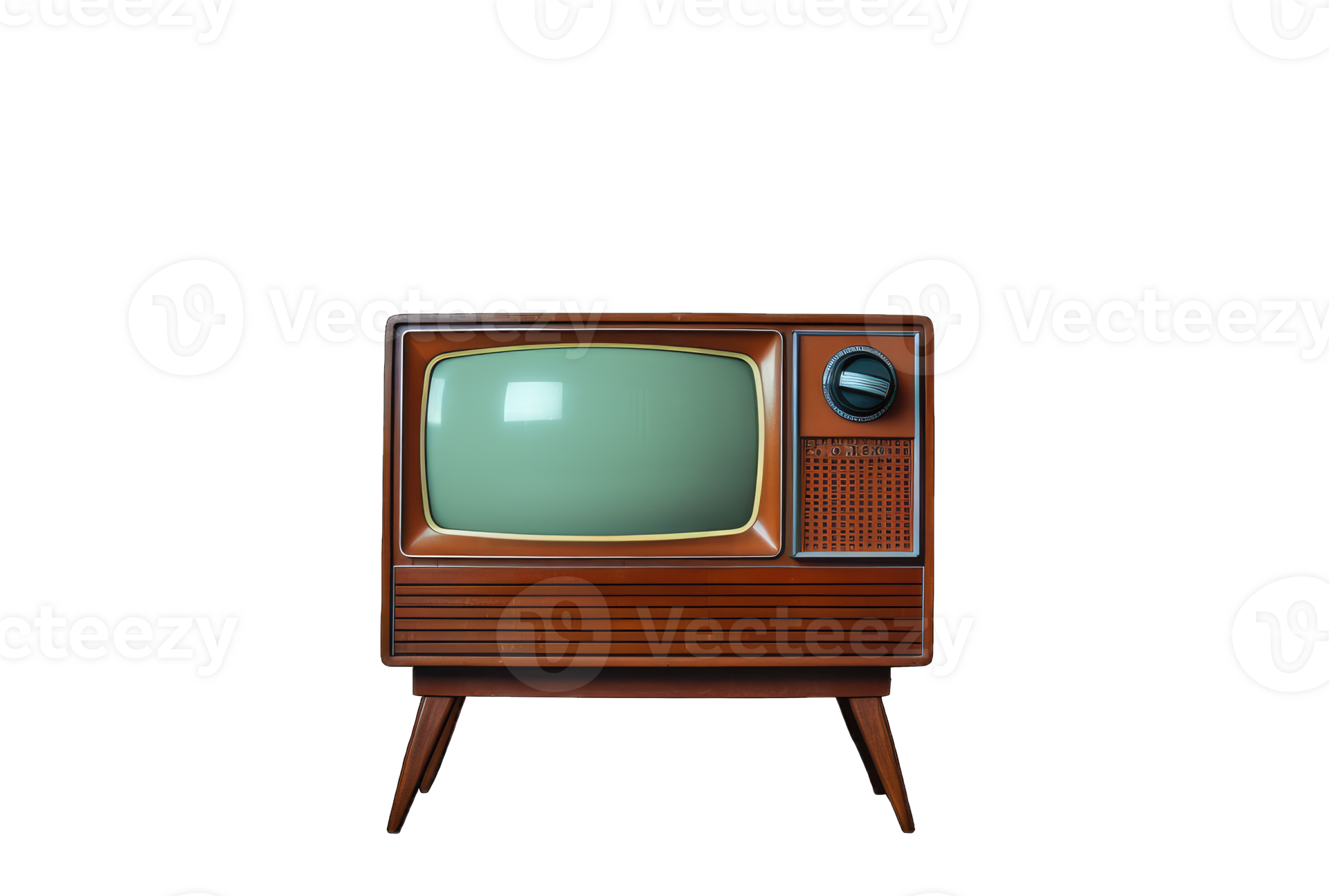 Retro old TV set receiver on transparent background. Vintage instagram style filtered photo ...
