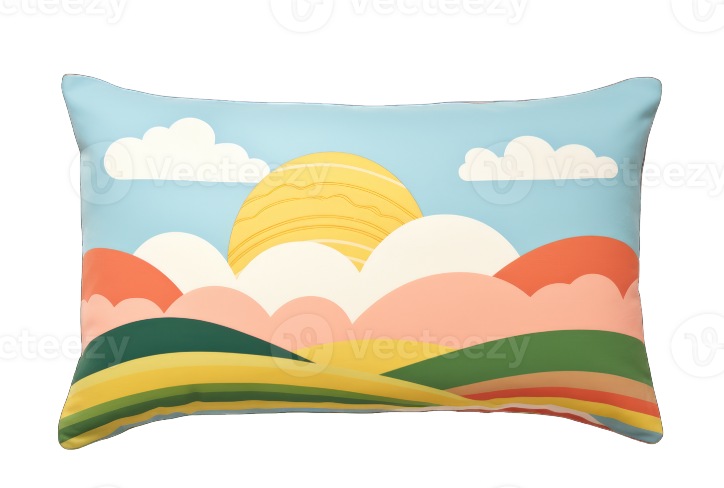 Colorful pillow case design mockup, isolated on transparent background, generative AI 26860691 PNG