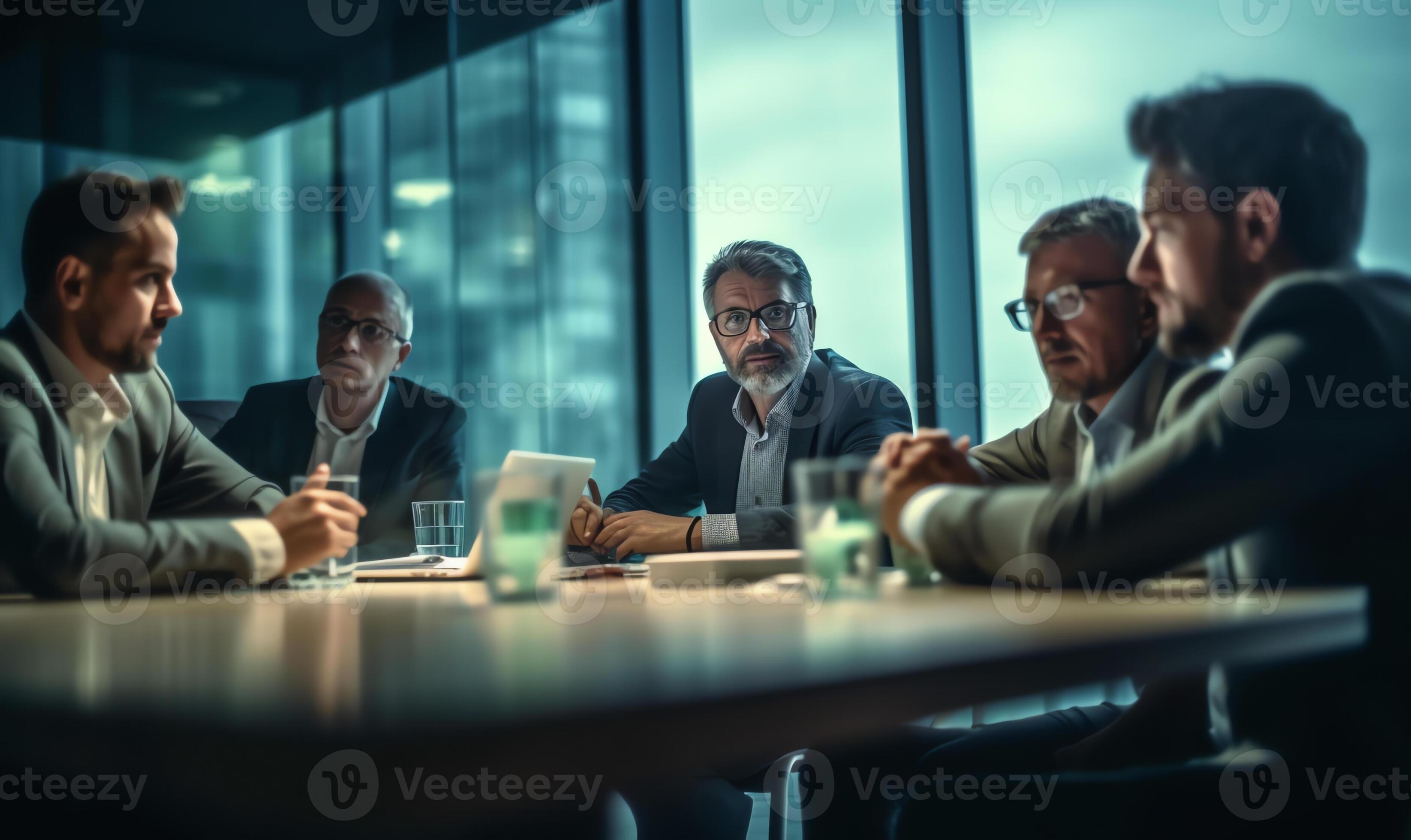 Ai Generative Businessmen Talking Discussing Business Project At Multi