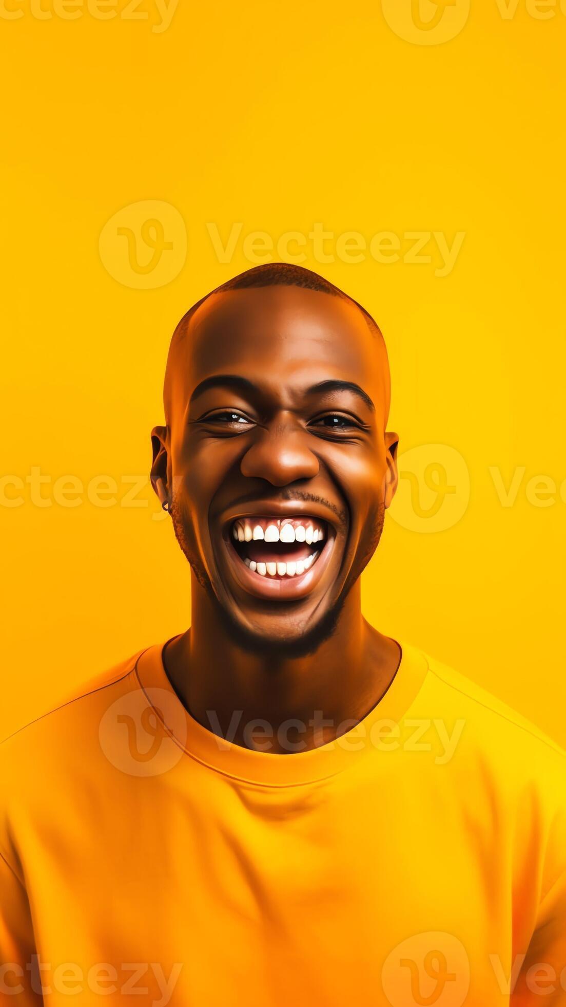 AI Generative Cheerful happy african millennial man laughing looking at ...