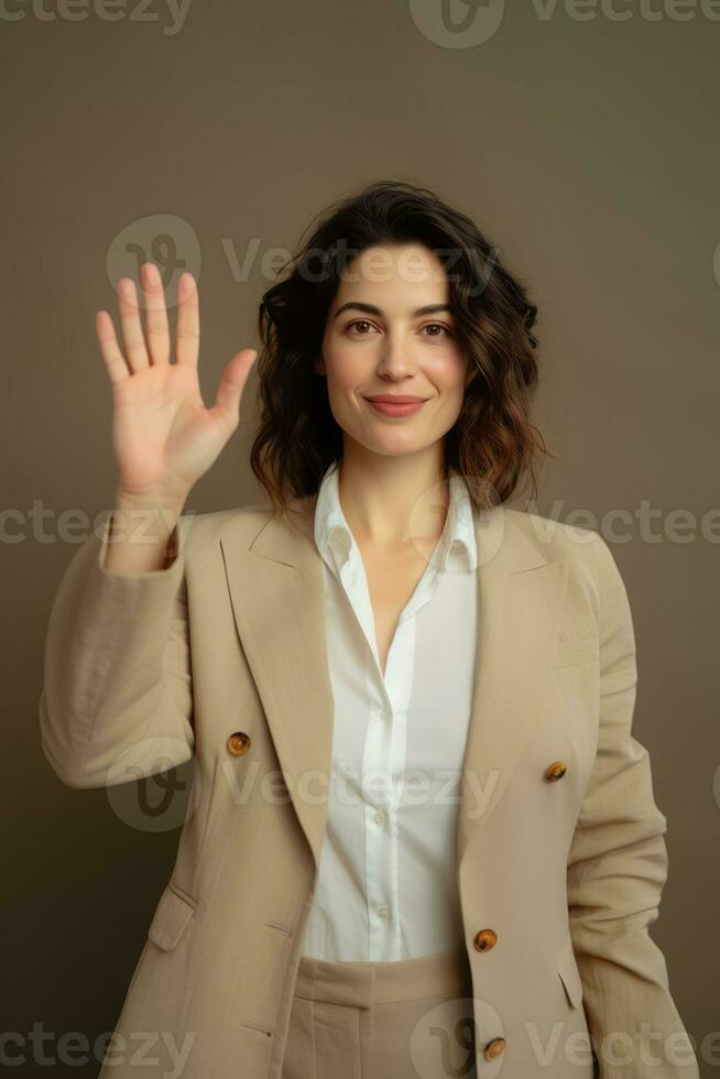 Emotional Dynamic Pose 30 Year Old Woman Ai Generative 26893493 Stock