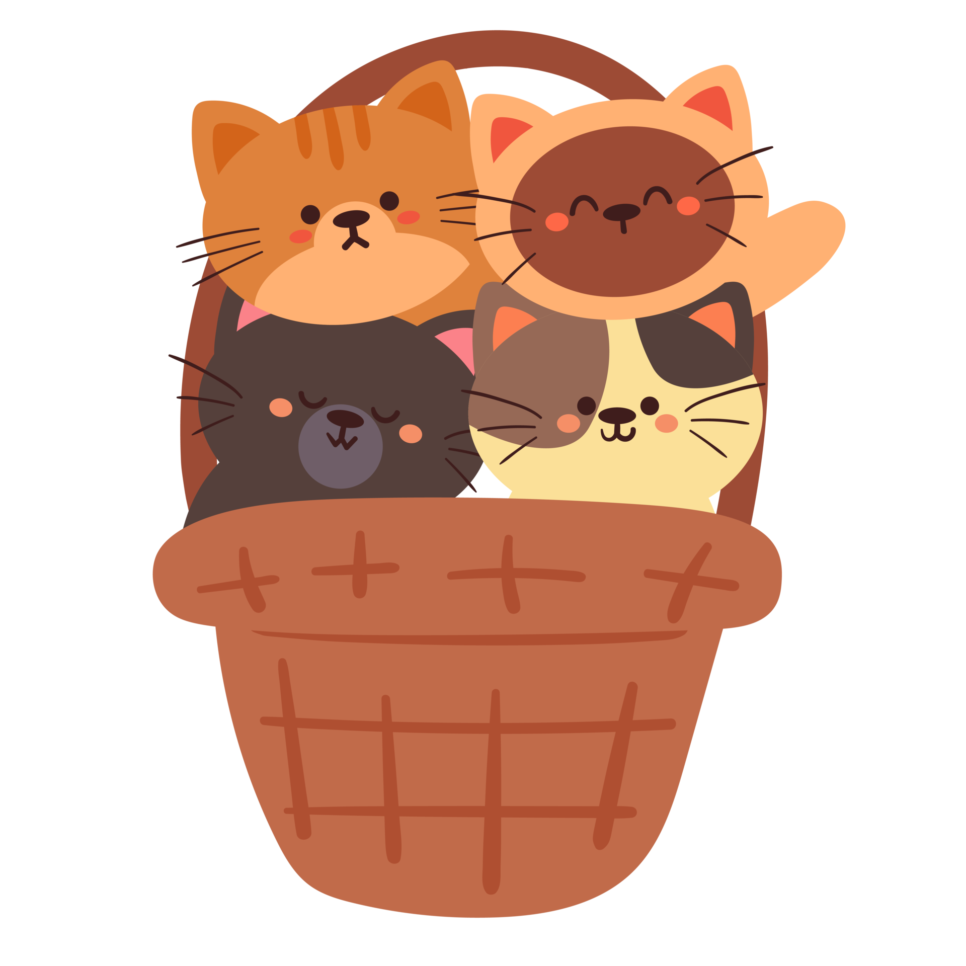 Cute Cartoon Cats Inside Basket 26894752 Png