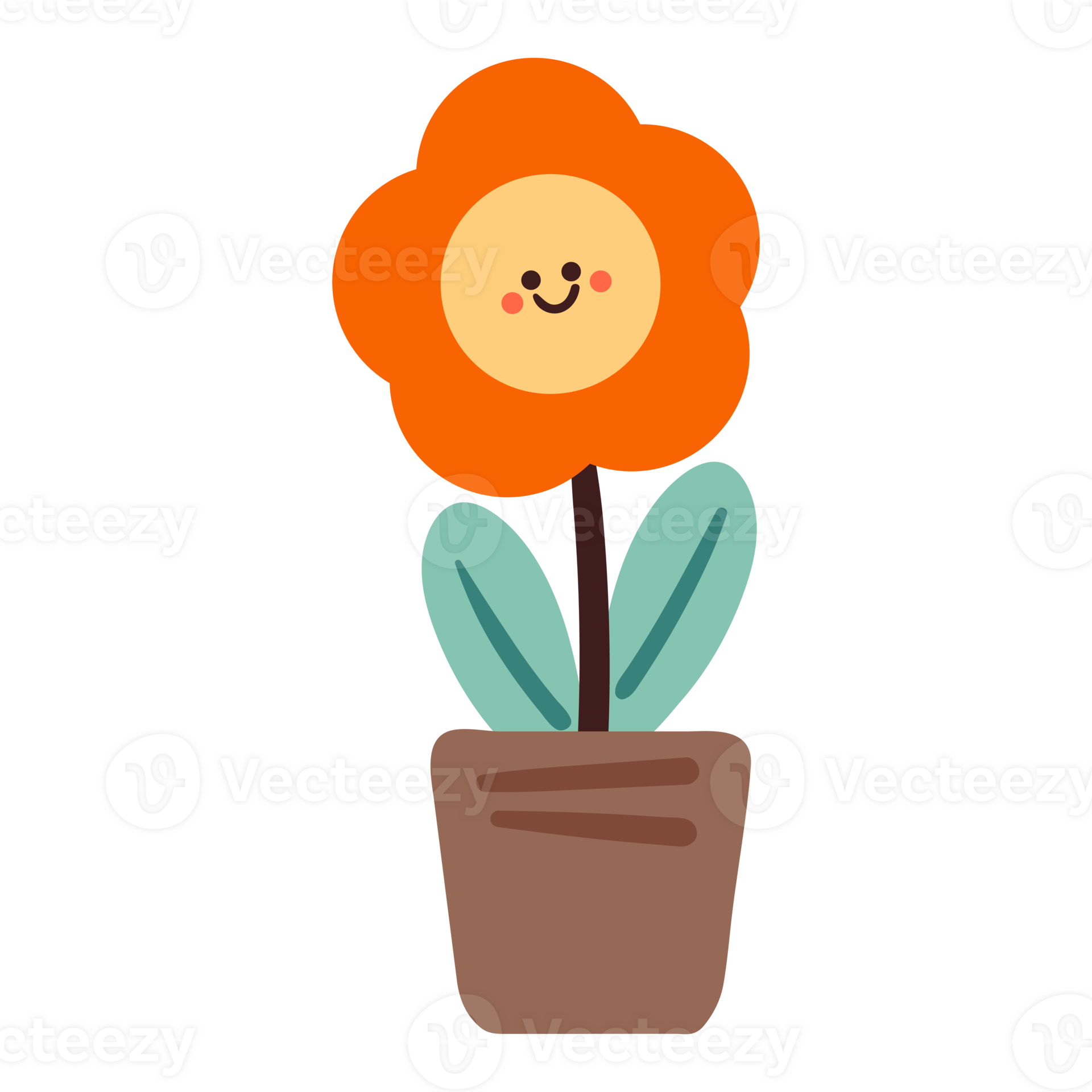 Cute Cartoon Flower Icon With Smile Face 26894780 Png