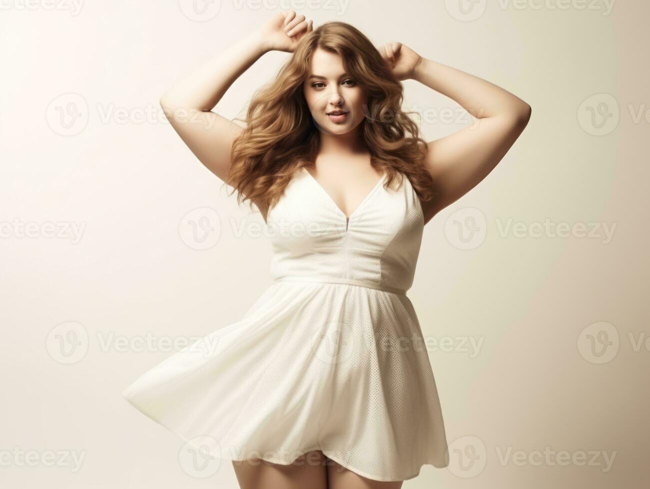 Plus Size Woman In Emotional Dynamic Pose Ai Generative 26897461 Stock