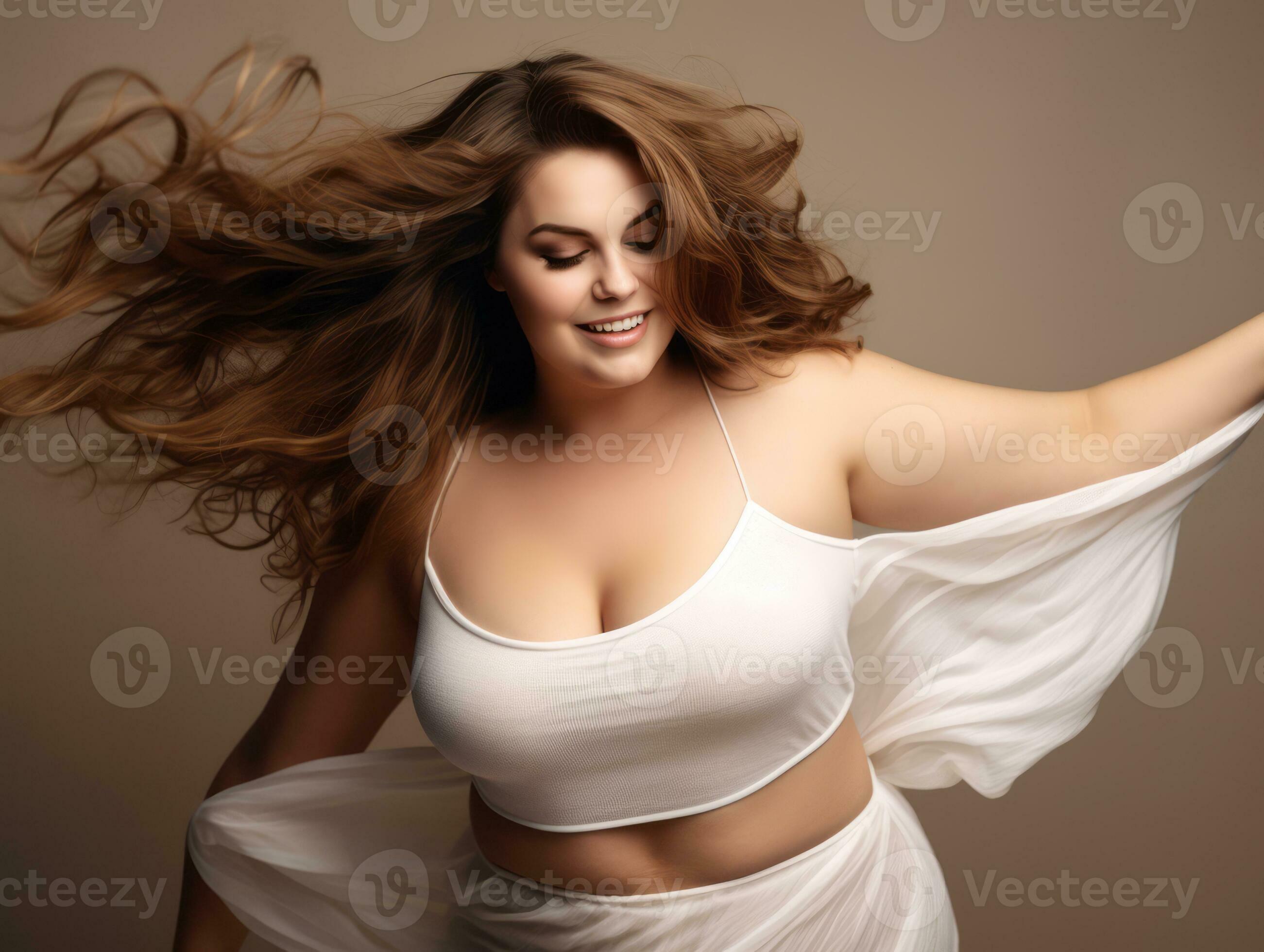 Plus Size Woman In Emotional Dynamic Pose Ai Generative 26897480 Stock