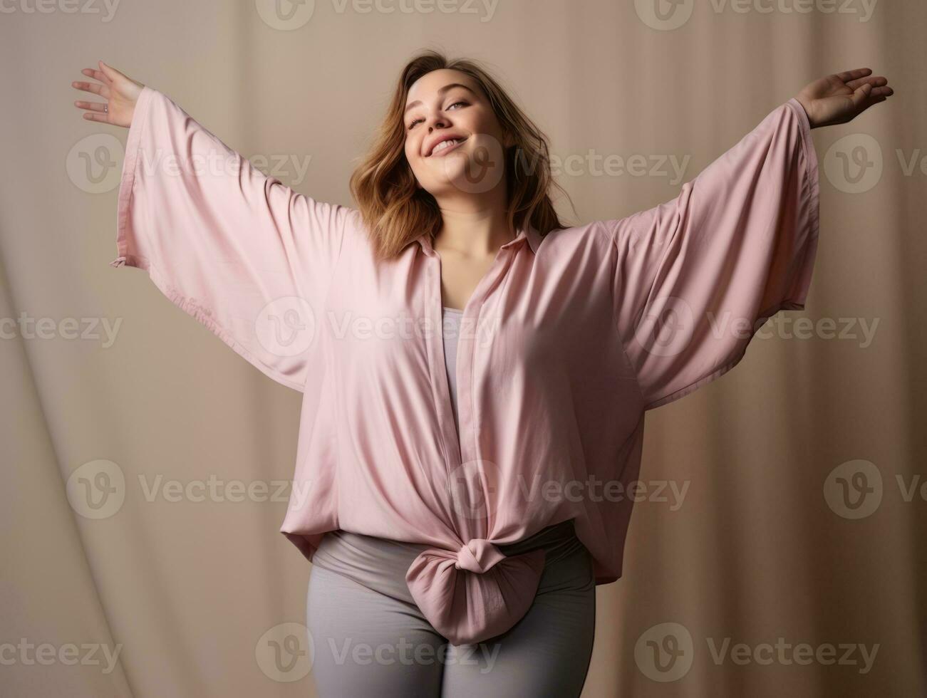 Plus Size Woman In Emotional Dynamic Pose Ai Generative 26897653 Stock
