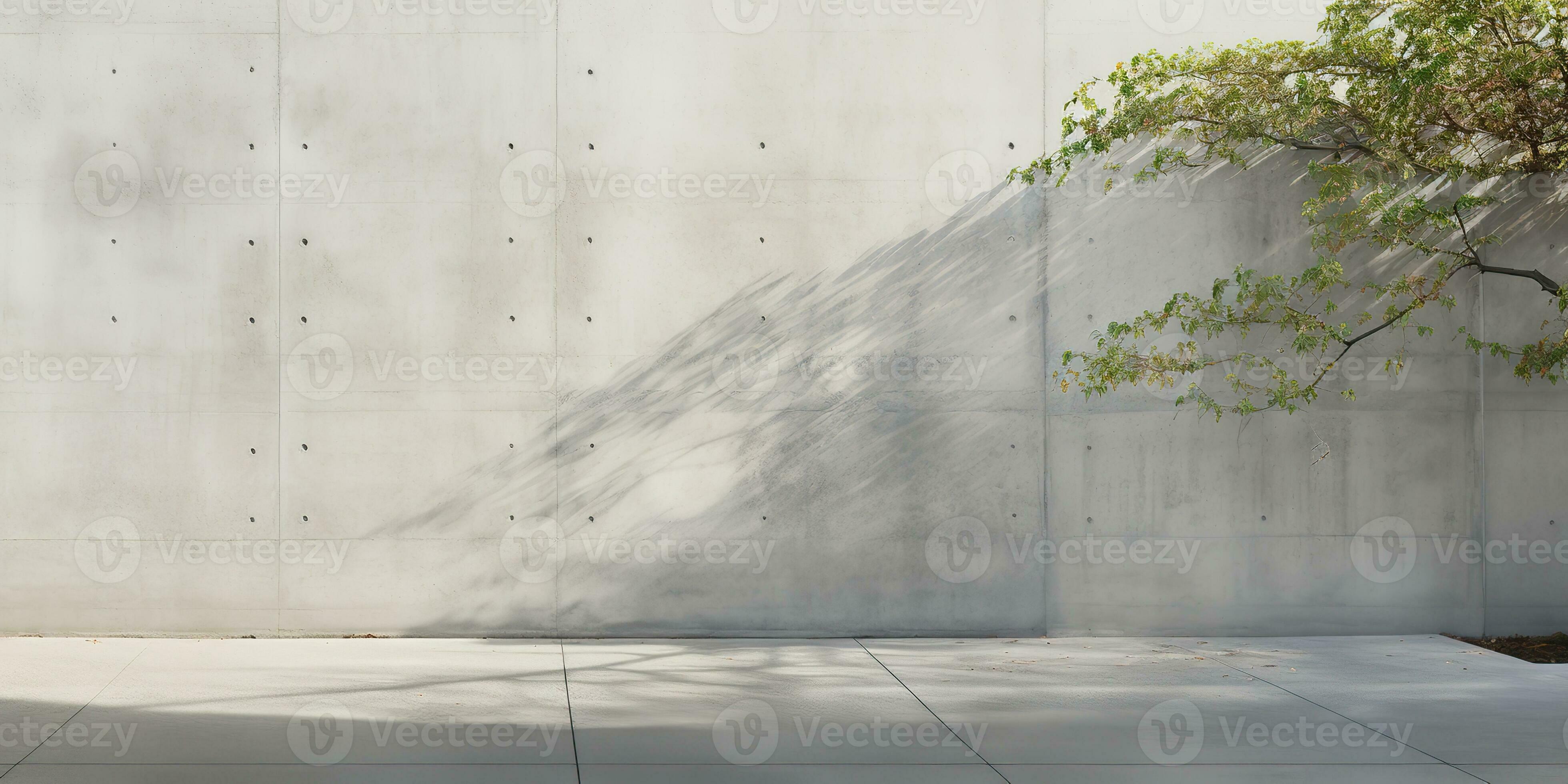 AI Generated. AI Generative. Concrete stone rock wall with tree. Simple ...