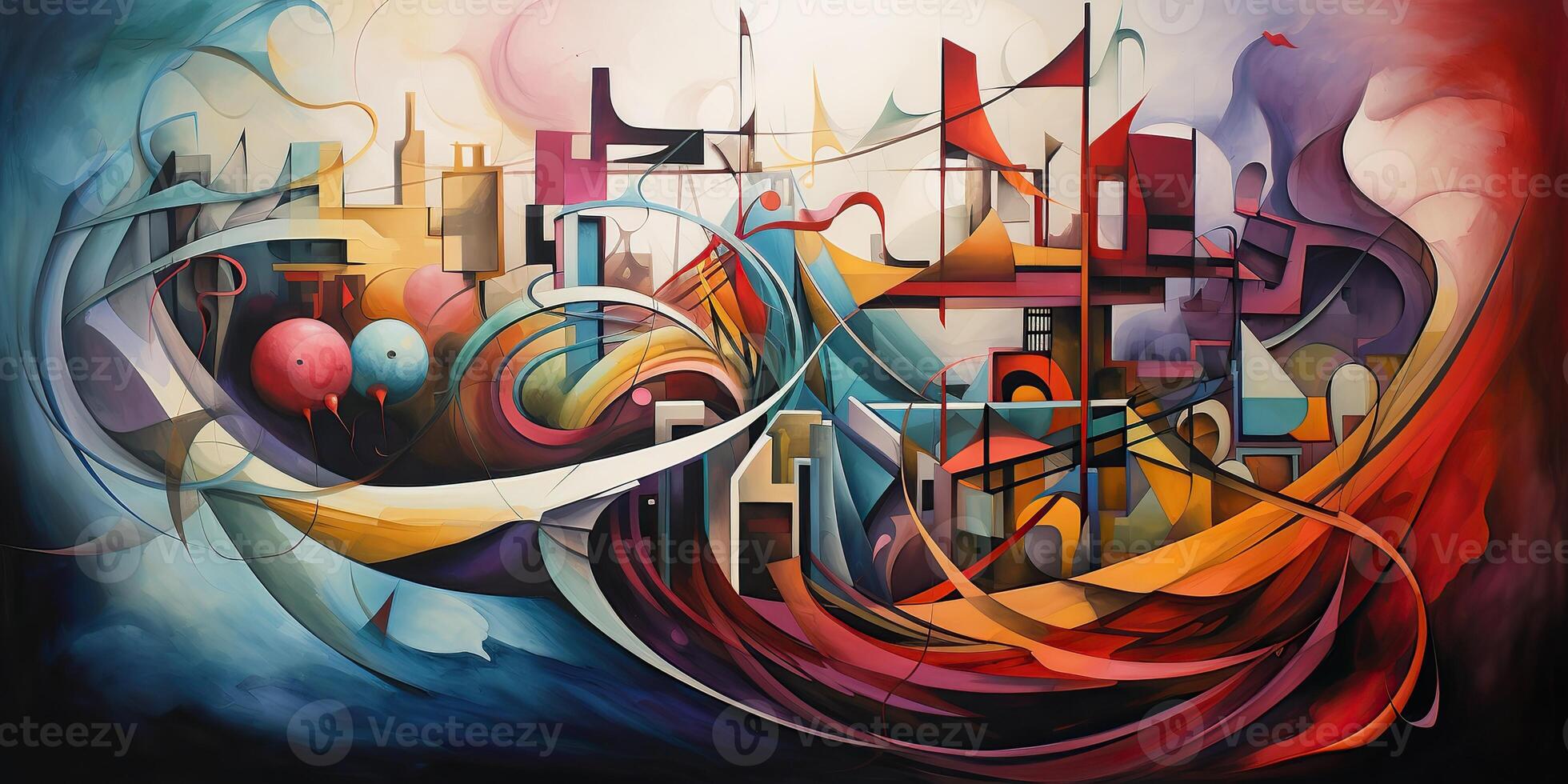 Ai Generated Ai Generative Abstract Geometric Pattern Art Background Many Colors And Shapes