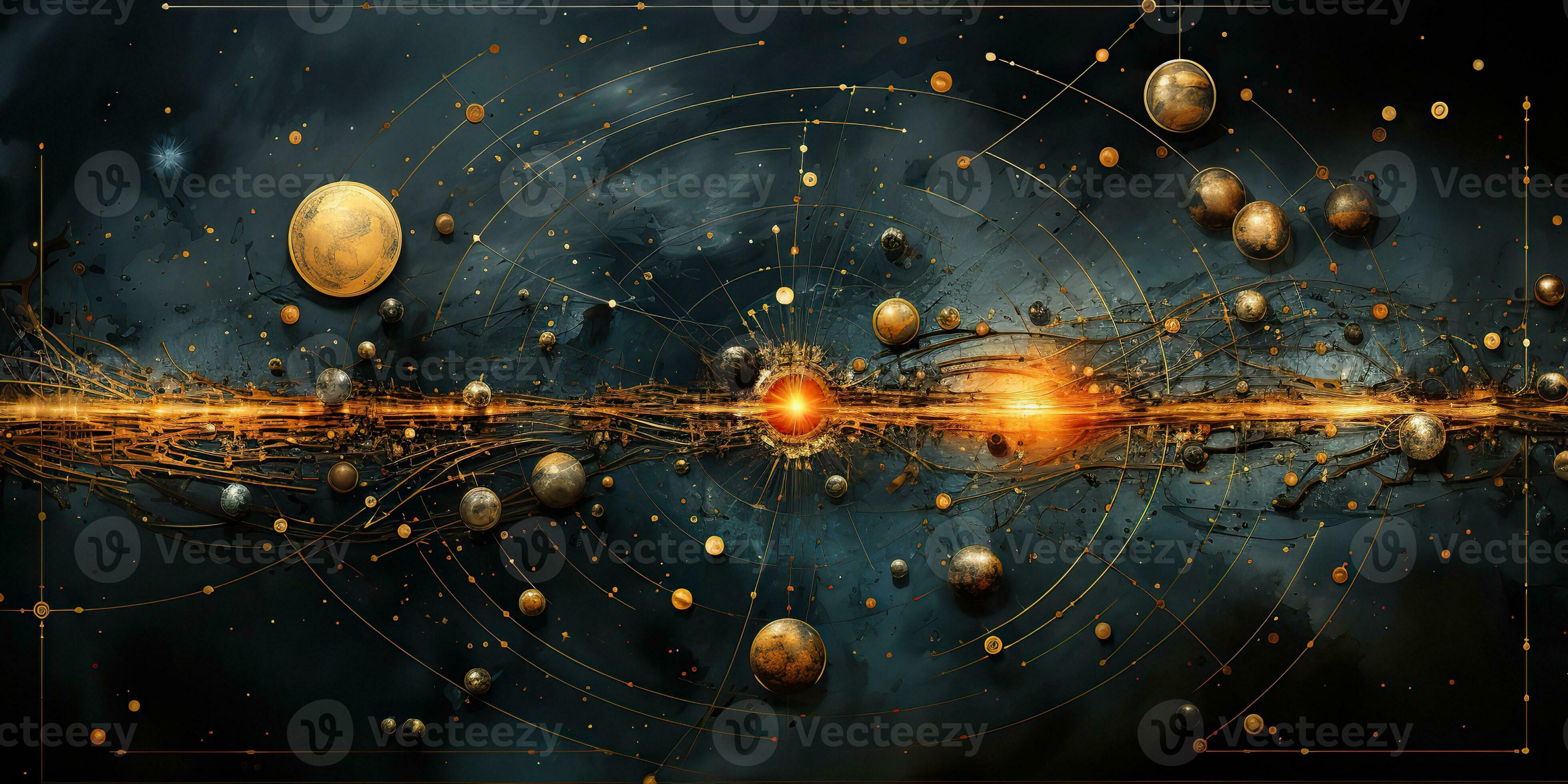 AI Generated. AI Generative. Galaxy space universe solar system background abstract planets ...