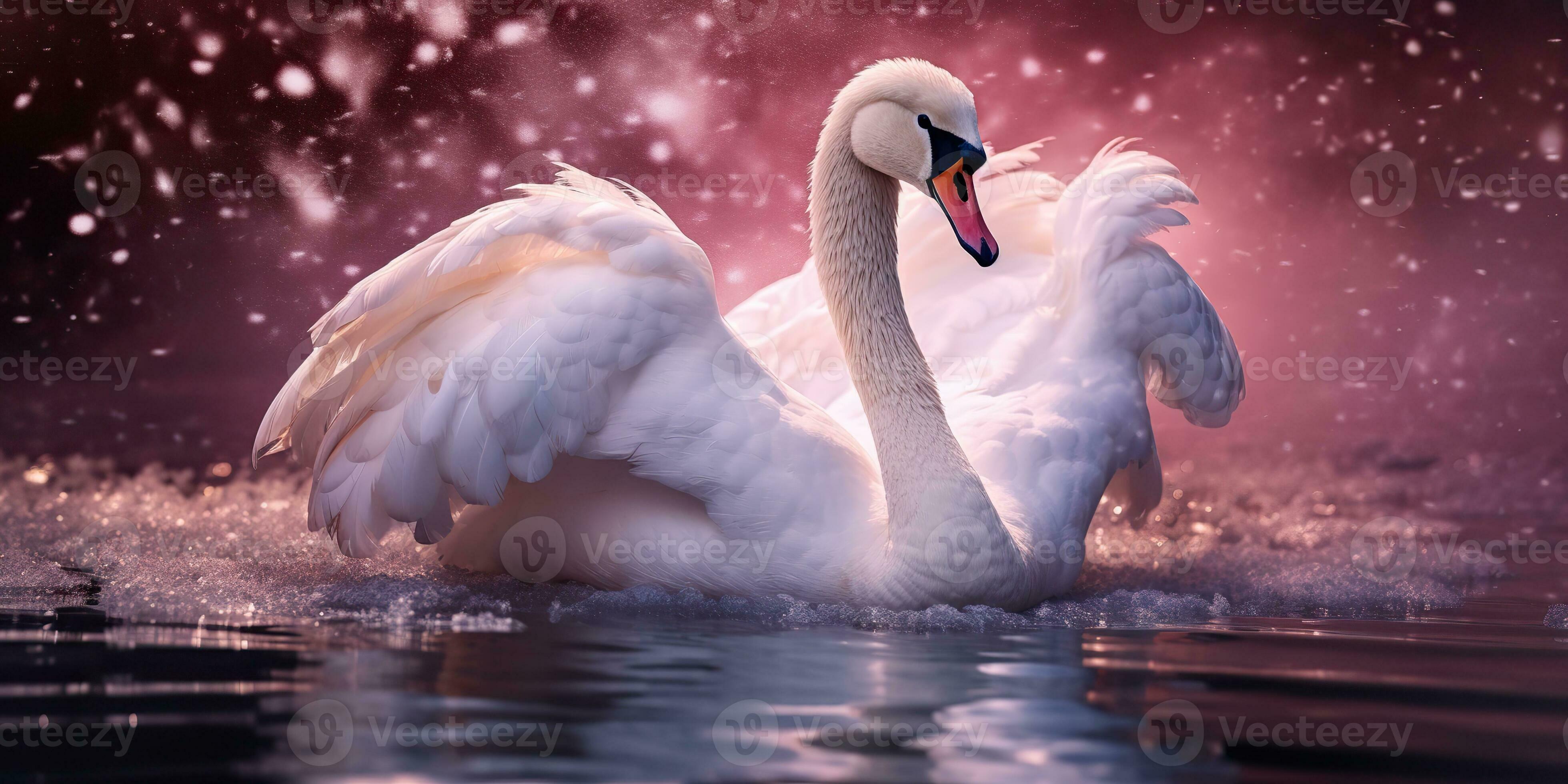 AI Generated. AI Generative. Winter snow ice cold swan bird. Elegance ...