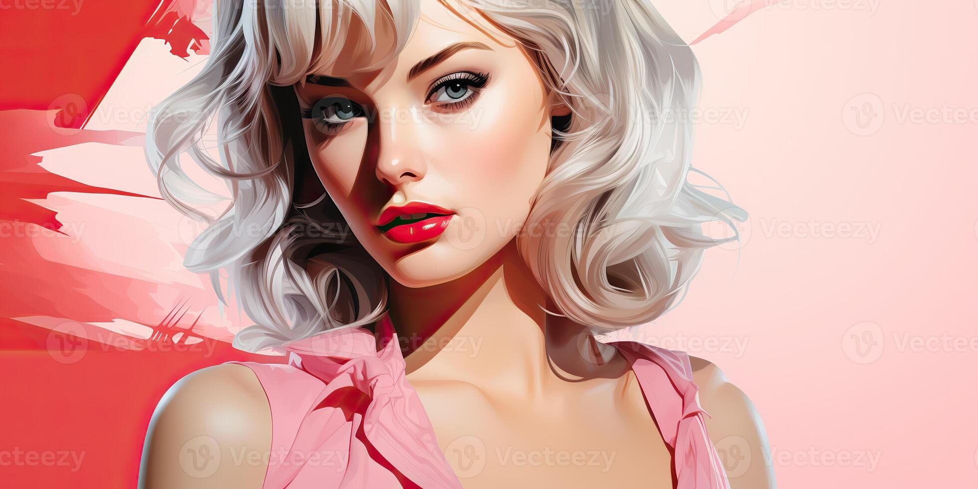 AI Generated. AI Generative. Pin up sexy attractive beautiful girl woman. Comics cartoon vintage ...