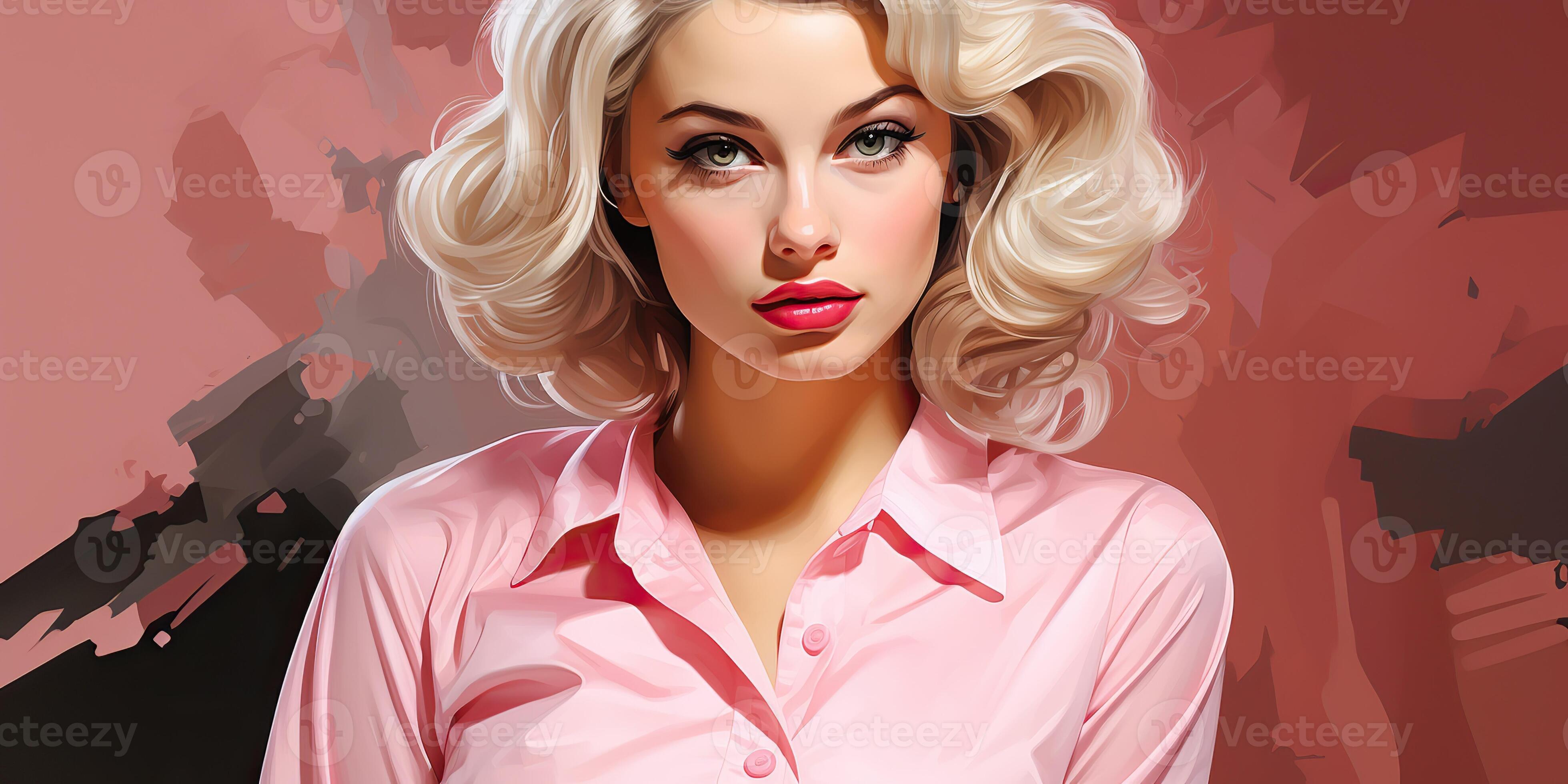 AI Generated. AI Generative. Pin up sexy attractive beautiful girl woman. Comics cartoon vintage ...