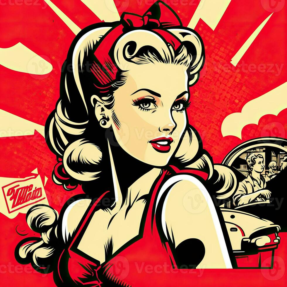 Vintage Pin Up Girl Cartoon