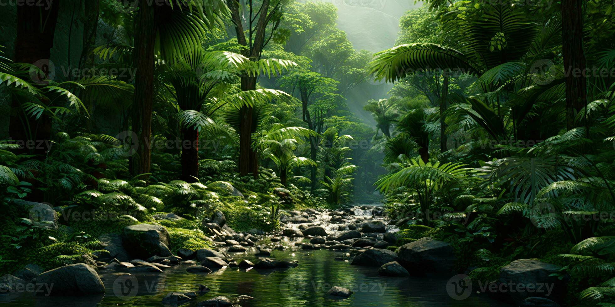 AI Generated. AI Generative. Wild tropical jungle forest park tree ...