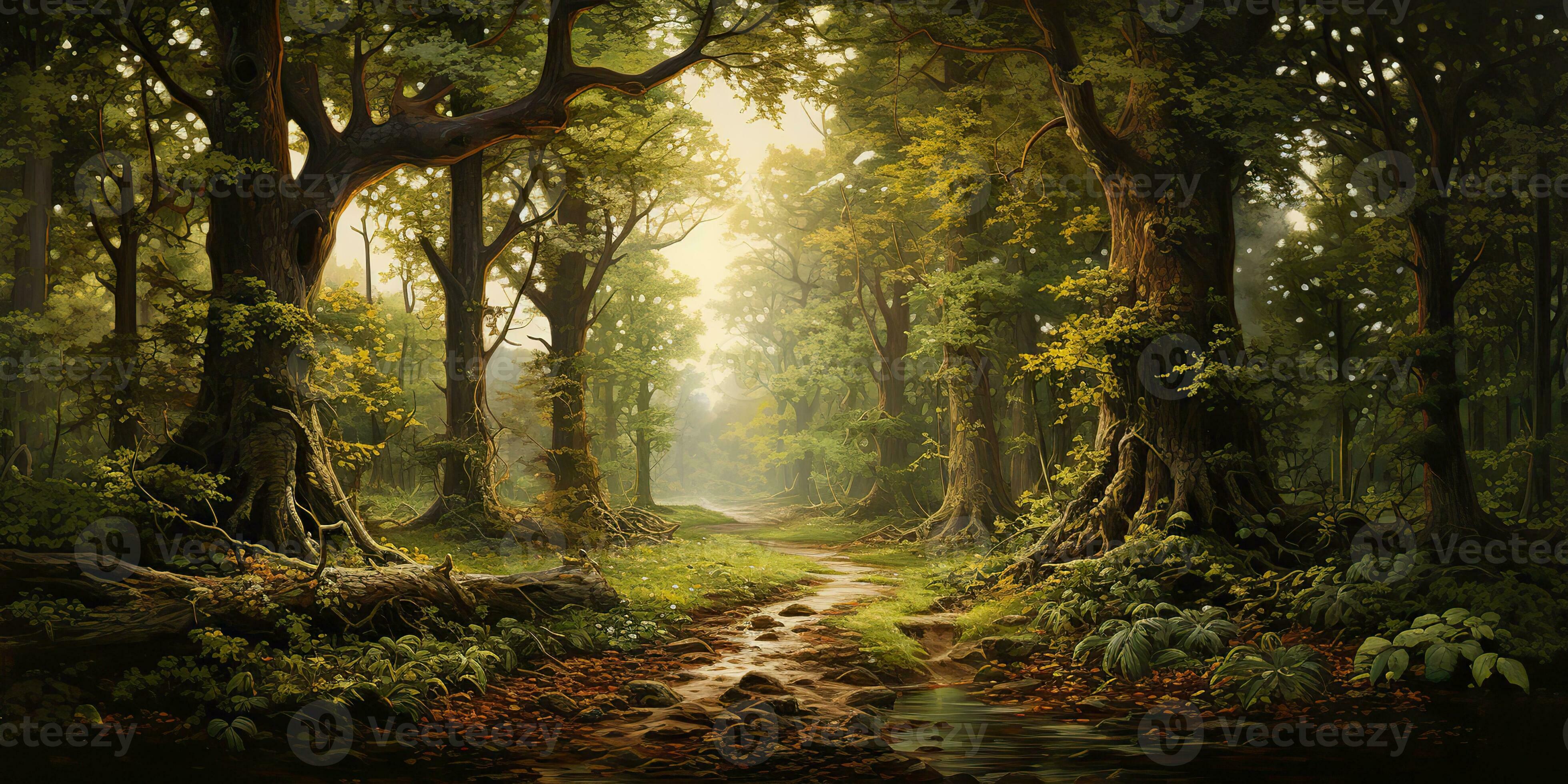 AI Generated. AI Generative. Green summer spring forest tree park ...