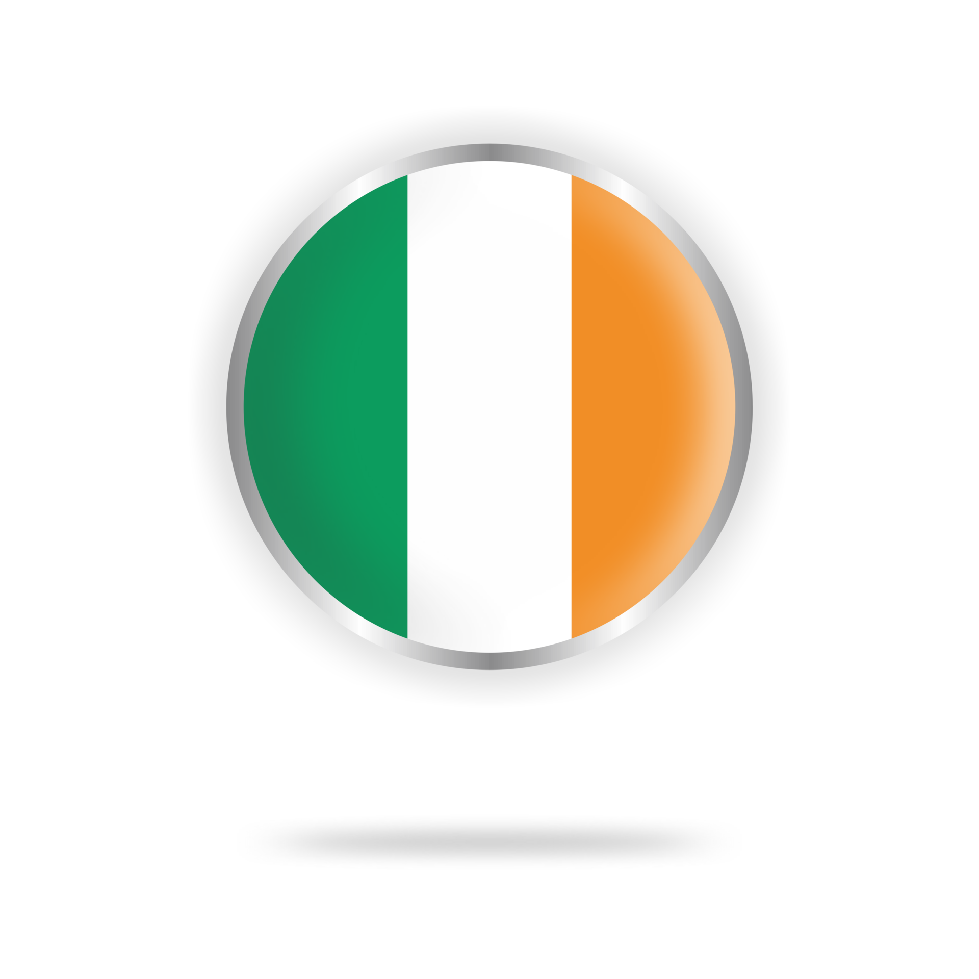 Ireland flag circle design with transparent background silver frame ... Ireland flag circle design with transparent background silver frame ...