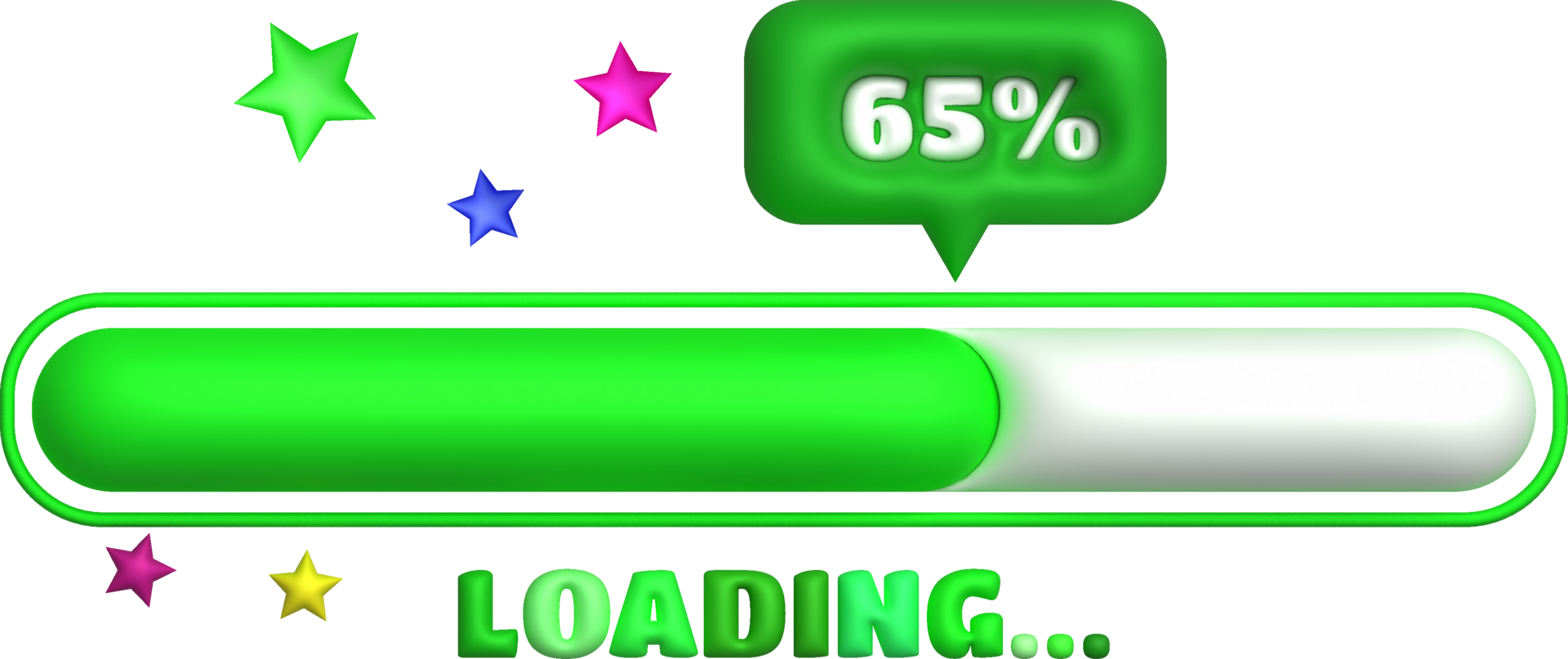 Loading bar and progress visualization 65 percent Loading Status Collection Web design elements ...