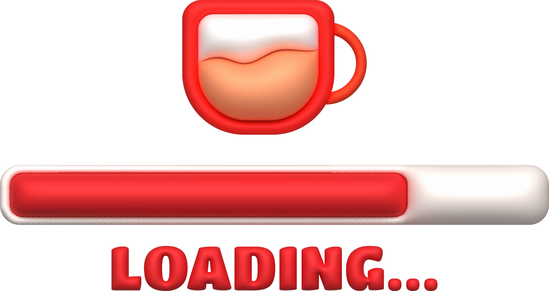 Loading bar and progress visualization in the form of coffee mugs ...