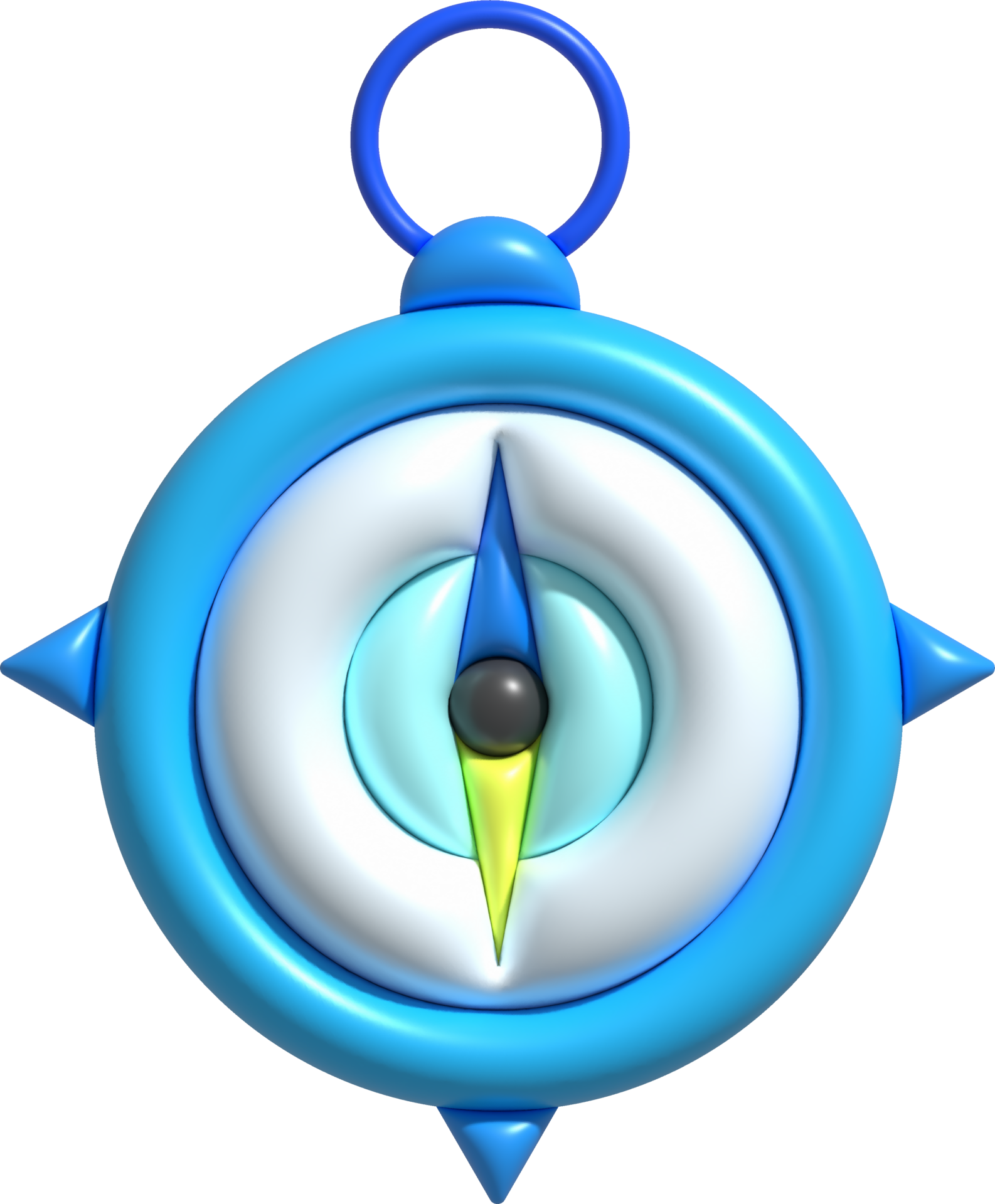 3D illustration. Compass tool. Navigation device. Compass object for navigation and orientation ...