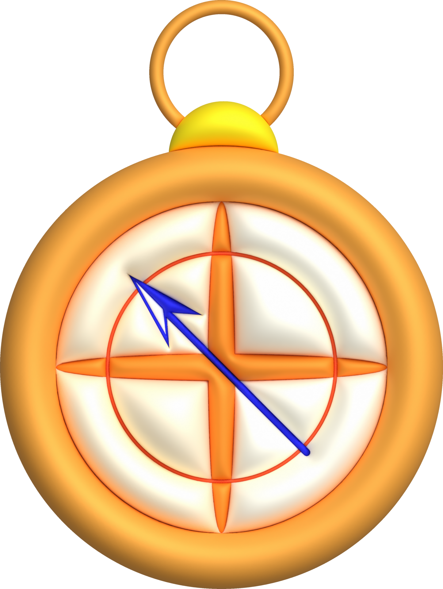 3D illustration. Compass tool. Navigation device. Compass object for navigation and orientation ...