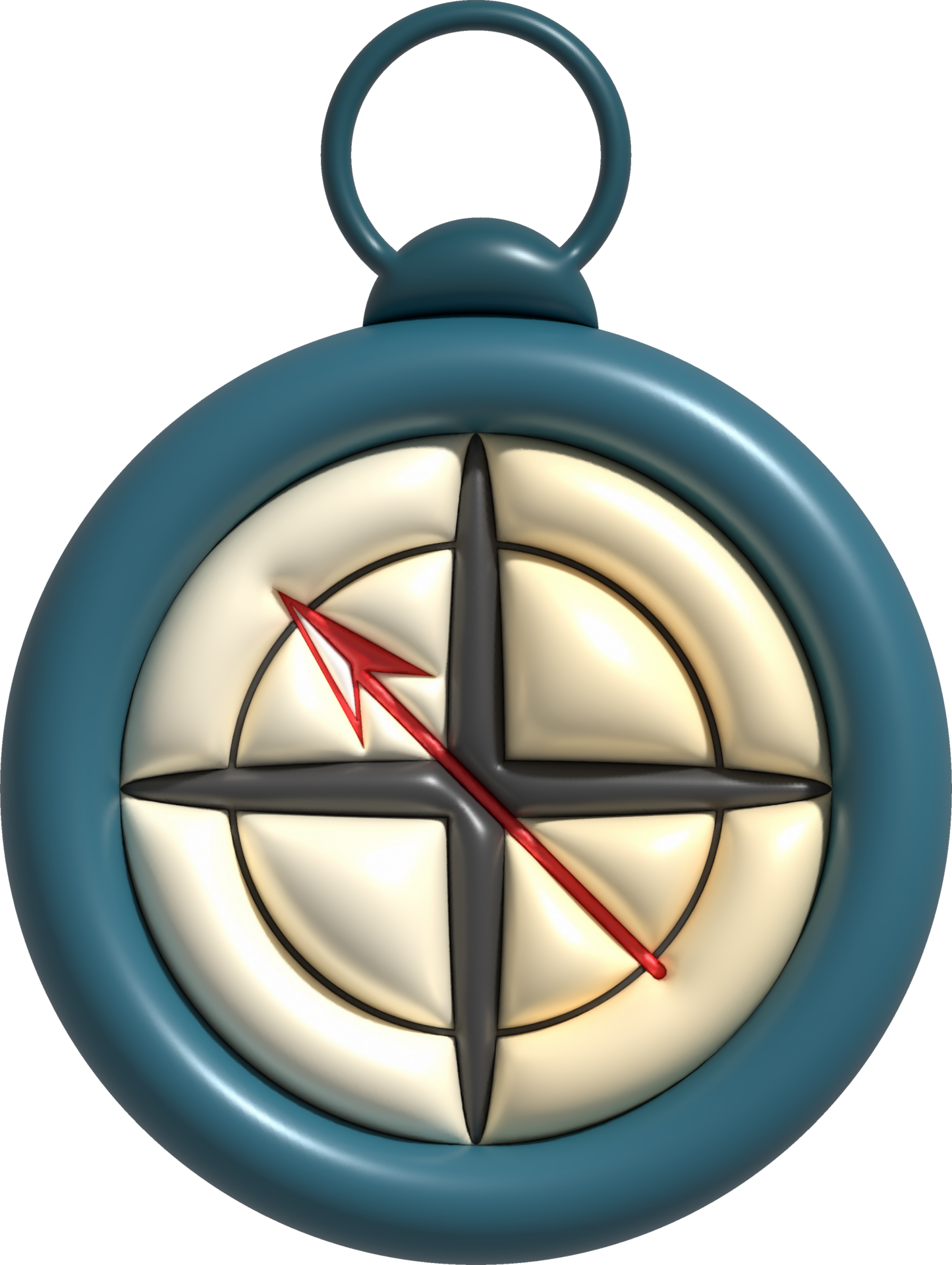 3D illustration. Compass tool. Navigation device. Compass object for navigation and orientation ...