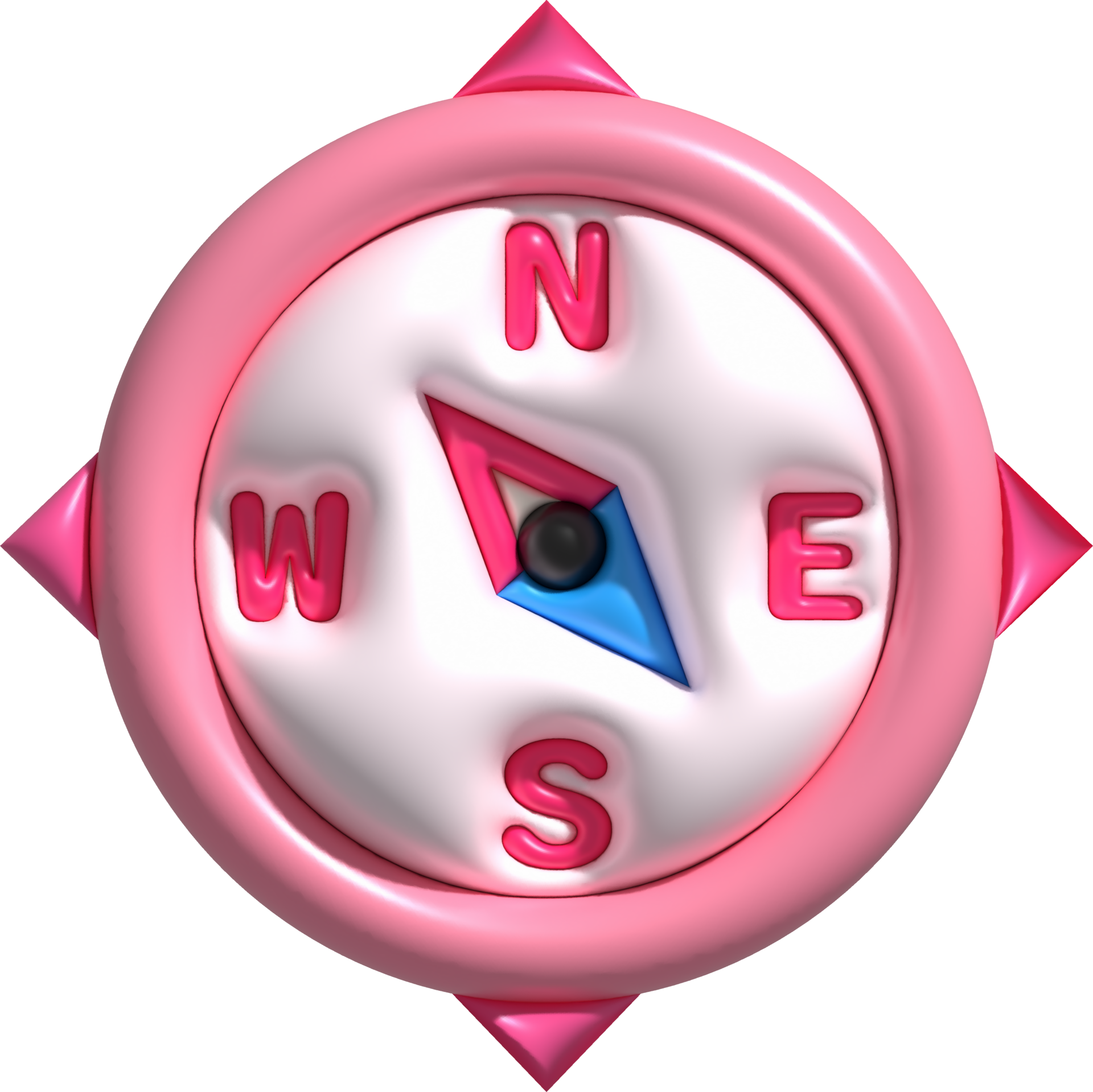 3D illustration. Compass tool. Navigation device. Compass object for navigation and orientation ...