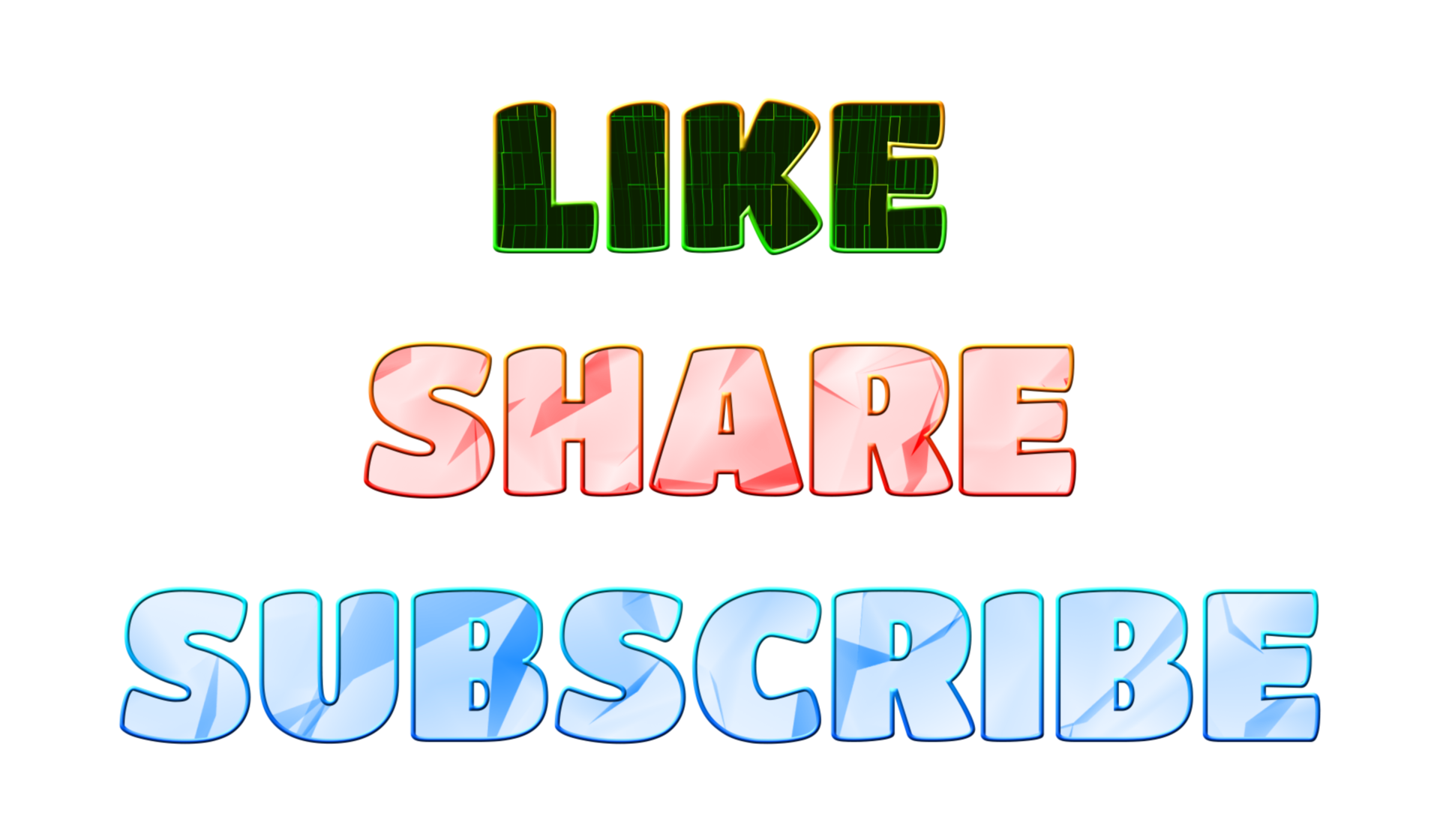 Text LIKE SHARE SUBSCRIBE 3d digital technology 26914646 PNG