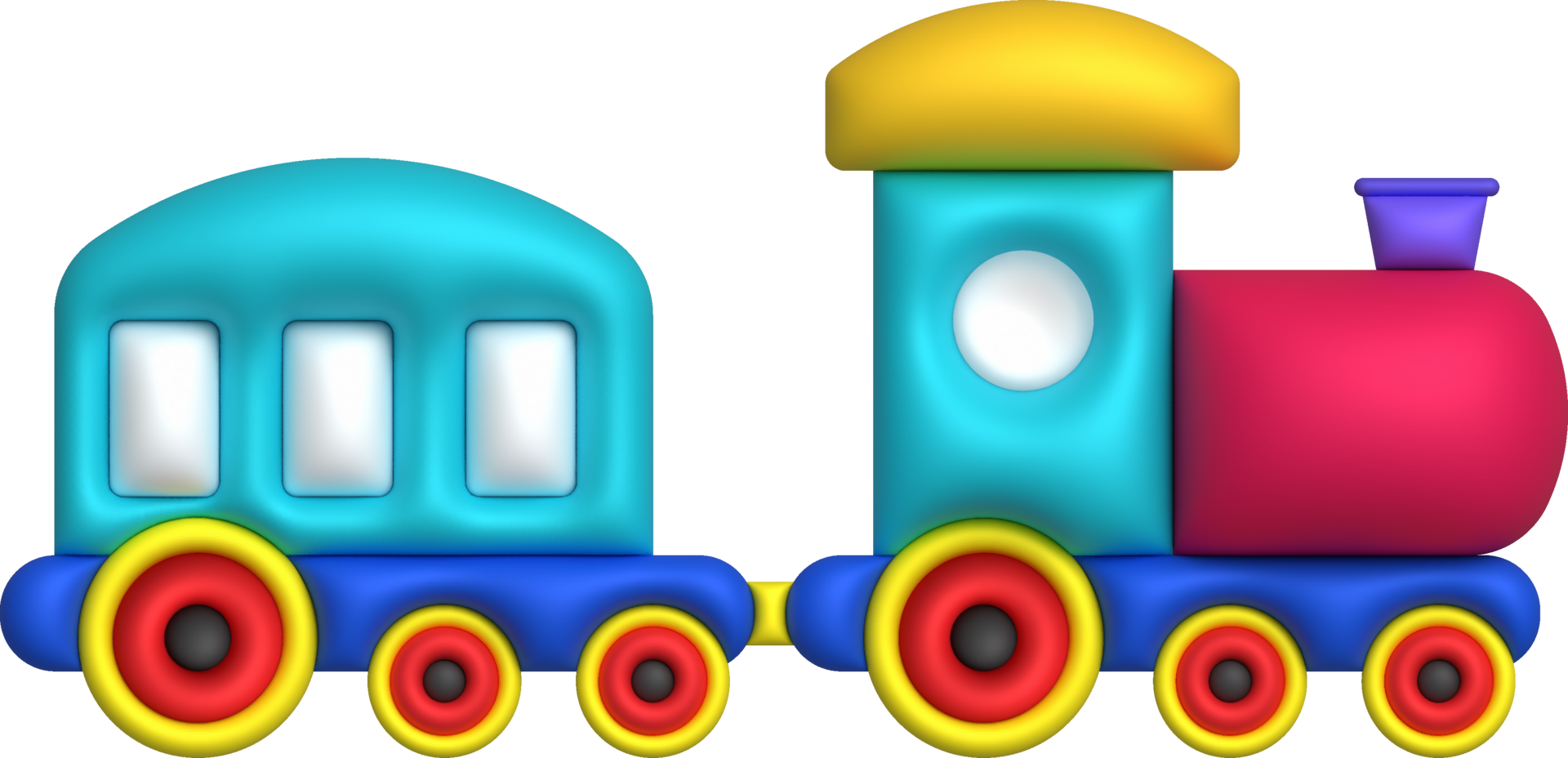 3d icon children's constructor train with trailers. The concept of preschool education. 26914694 PNG