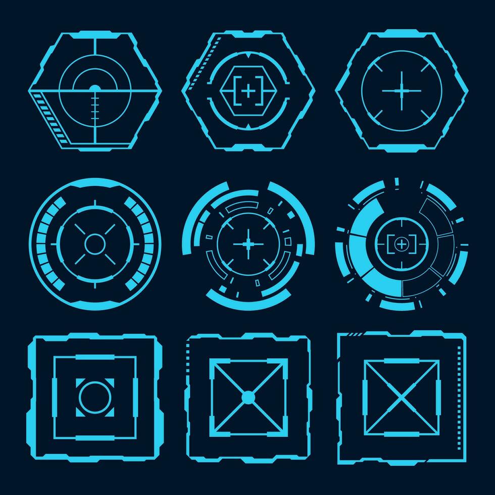 Vector sci-fi HUB futuristic. Fantastic geometric shape technology abstract frame design element ...