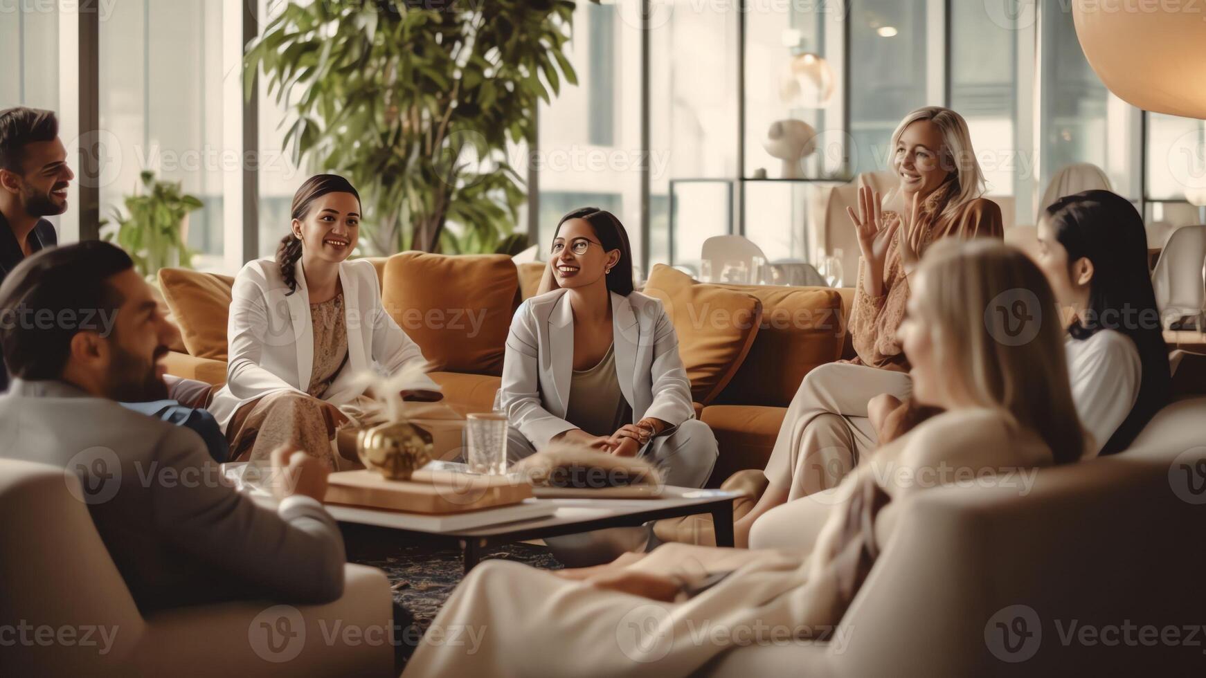 Ai Generative Happy Diverse Team Of Different Ages With Indian Business