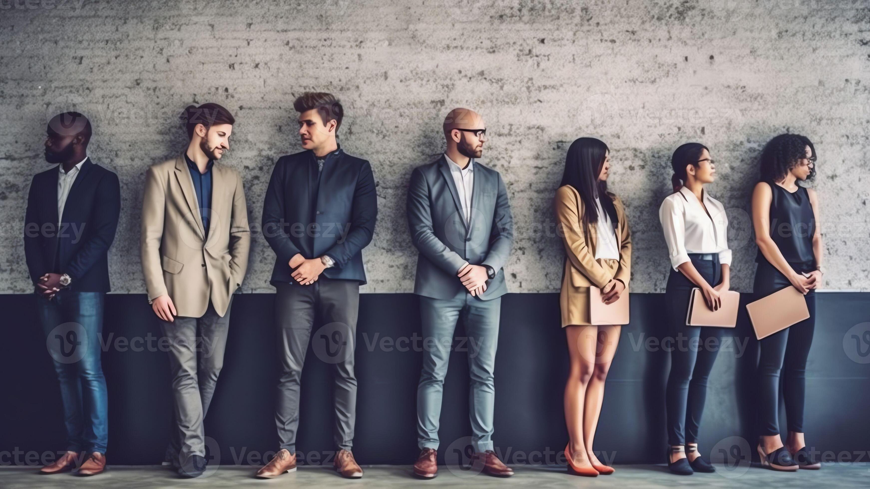 AI Generative Multiethnic millennial people holding phones and resumes ... AI Generative Multiethnic millennial people holding phones and resumes ...