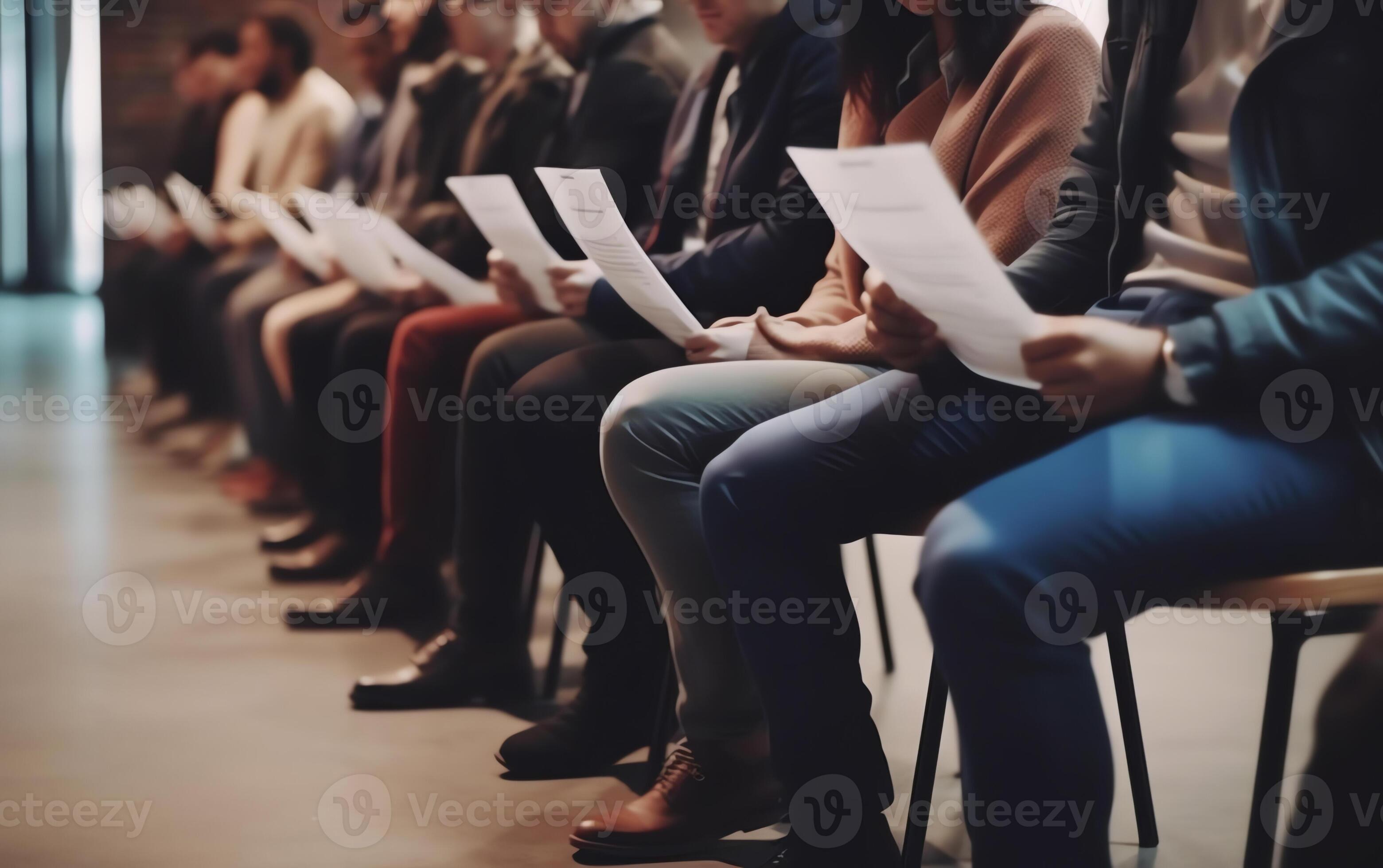 AI Generative Multiethnic millennial people holding phones and resumes ... AI Generative Multiethnic millennial people holding phones and resumes ...