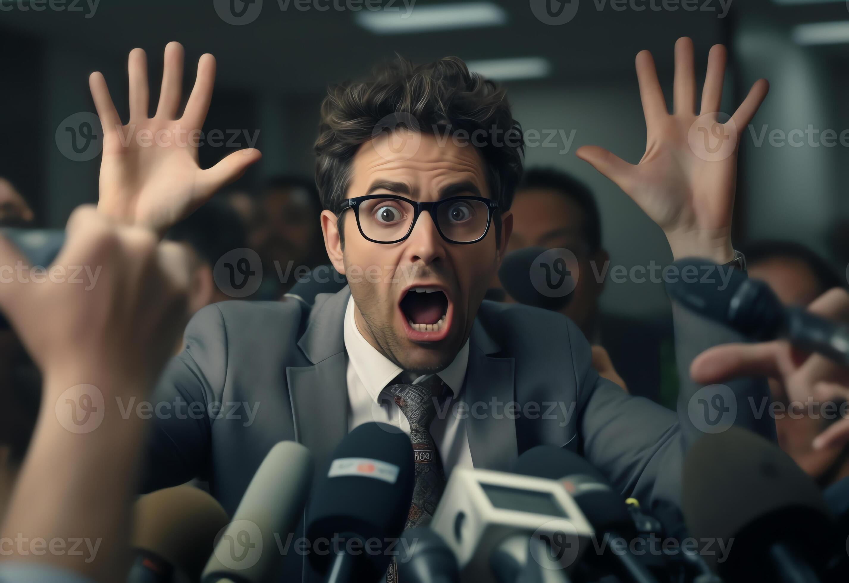 AI Generative Nervous sweaty public speaker sweating wiping sweat ...