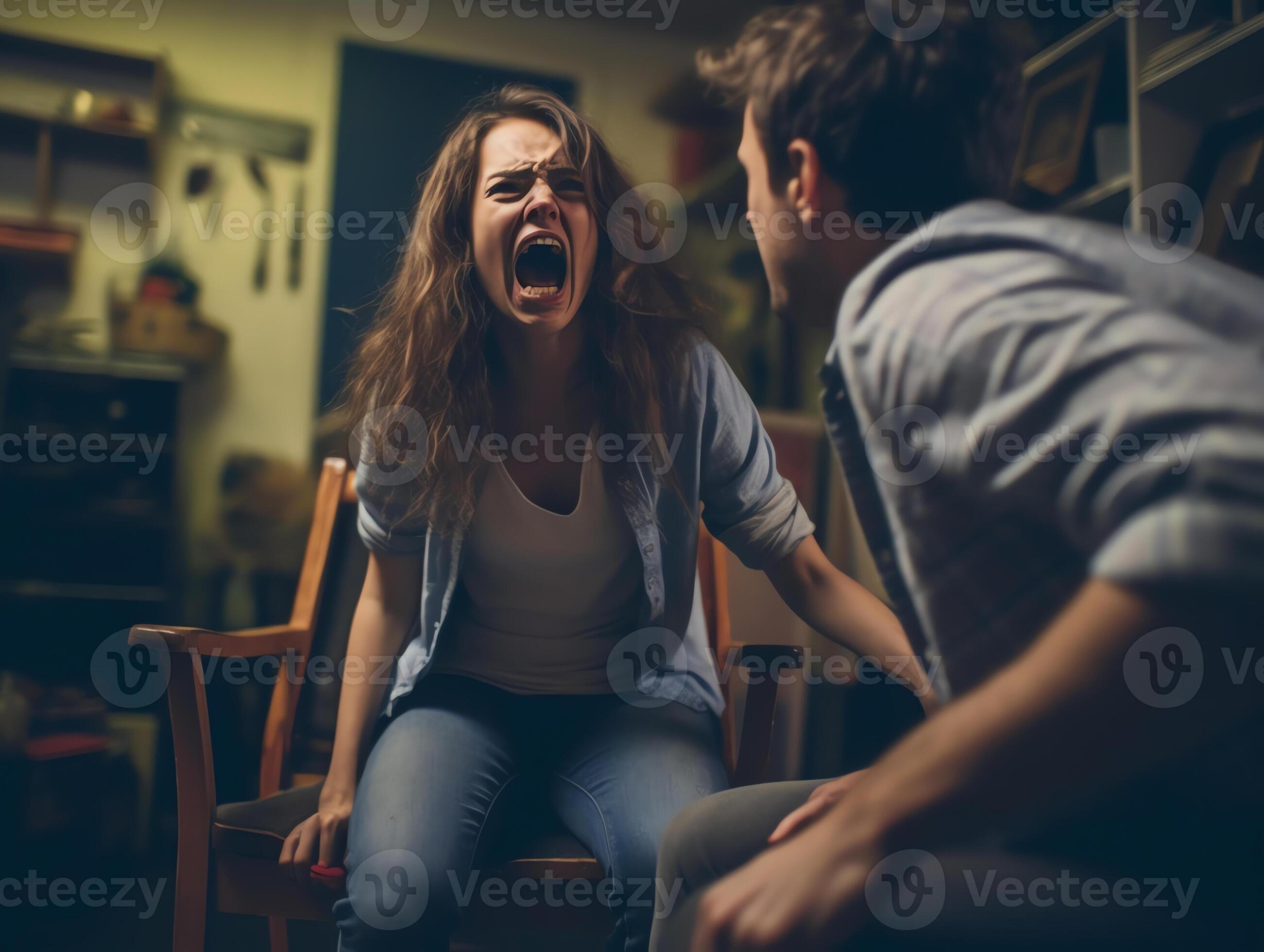 Ai Generative Unhappy Young Couple Arguing Offended Affronted Woman Ignoring Angry Man Sitting