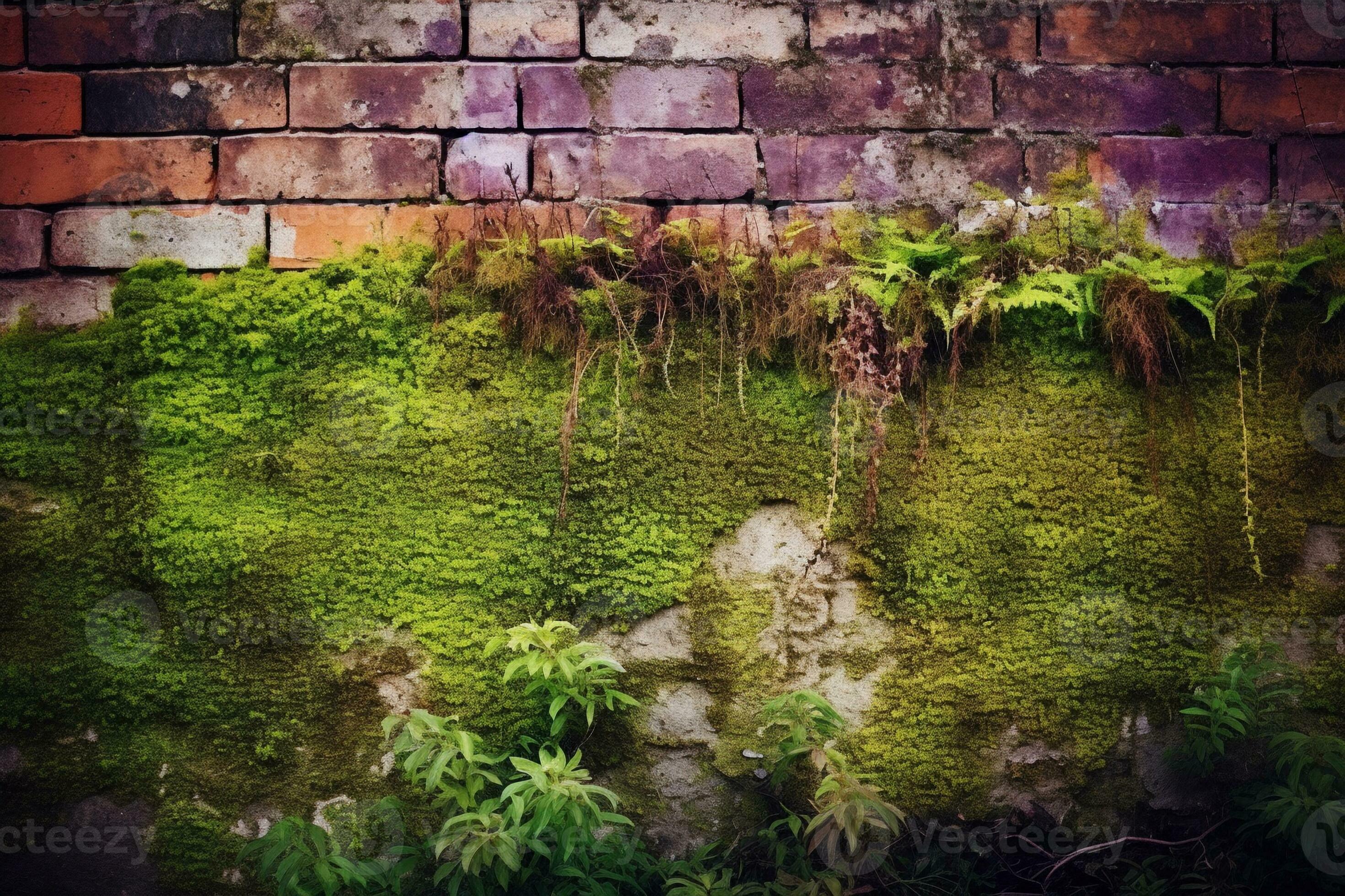 Mossy Bricks Wall Background. Ai generative 26947036 Stock Photo at ...