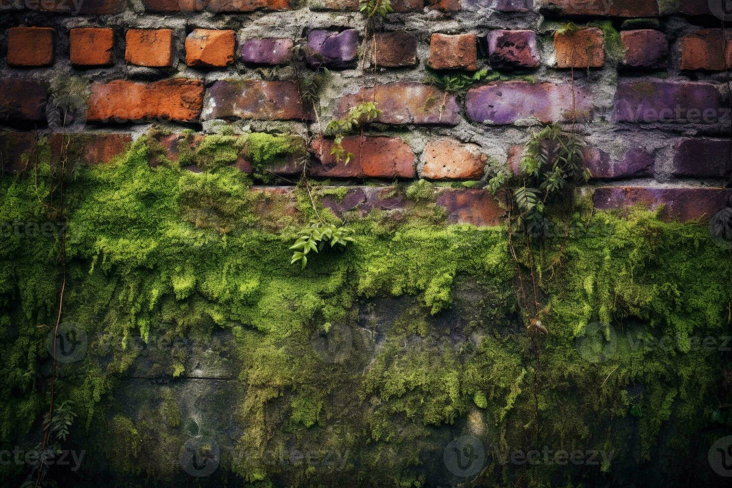 Mossy Bricks Wall Background. Ai generative 26948825 Stock Photo at ...