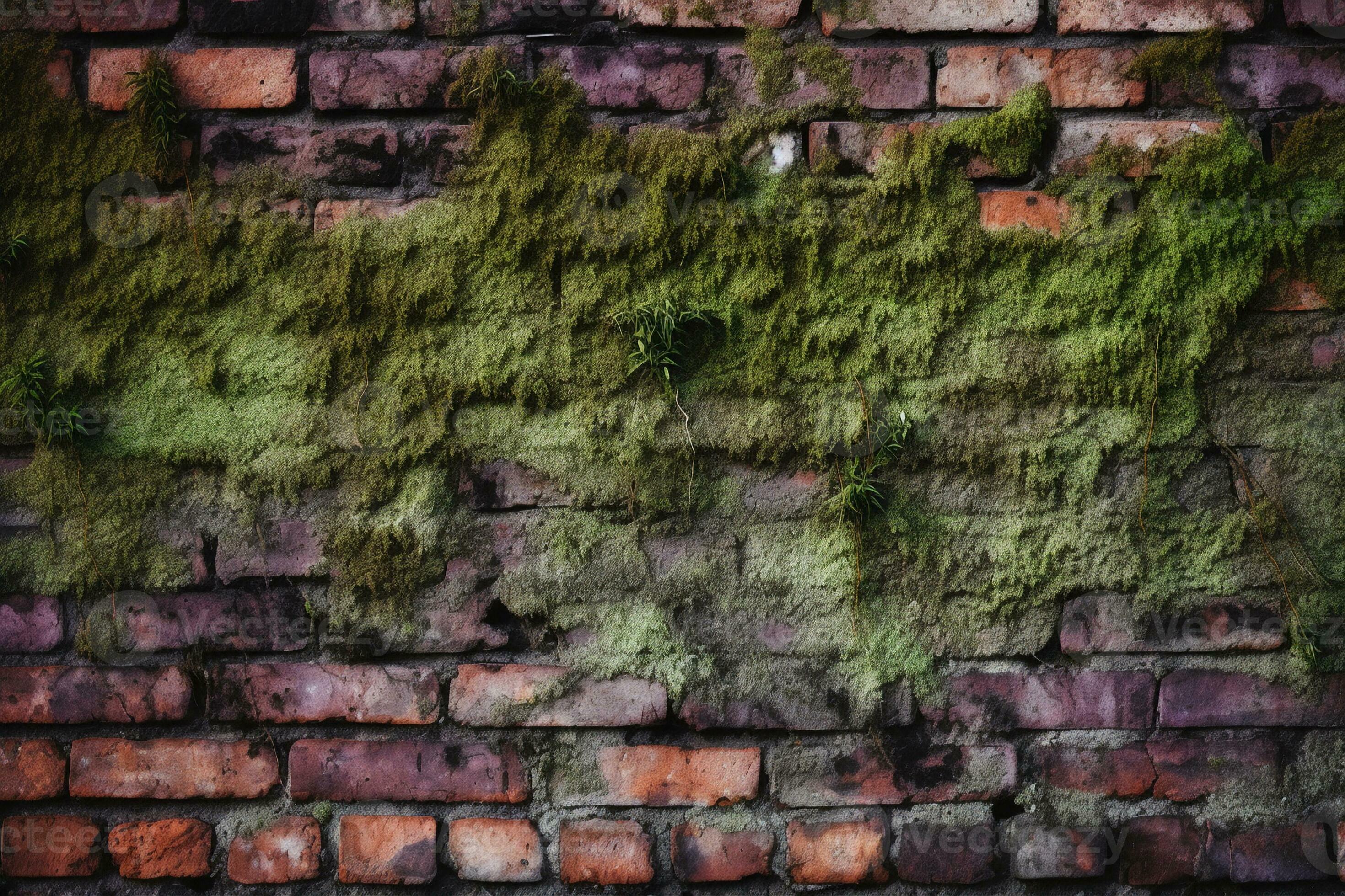 Mossy Bricks Wall Background. Ai generative 26949654 Stock Photo at ...