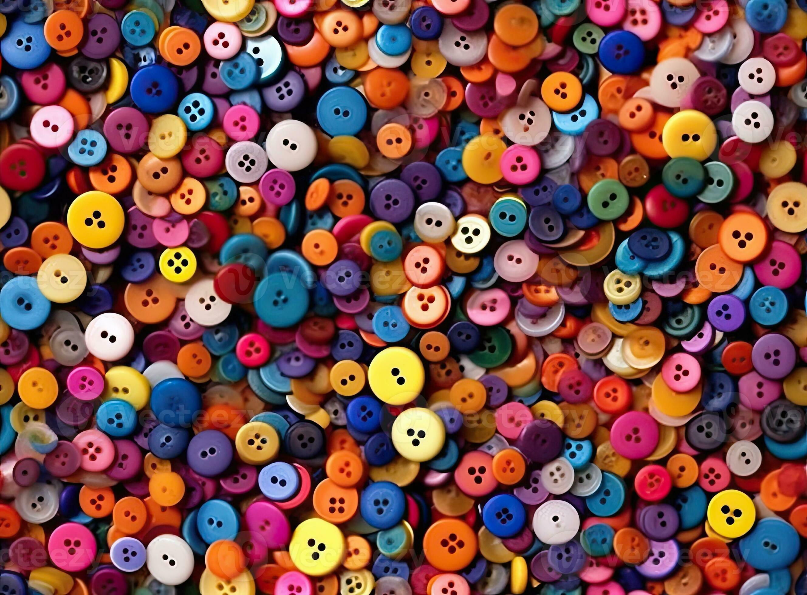 Many colorful garment buttons in various shapes and sizes. SEAMLESS ...
