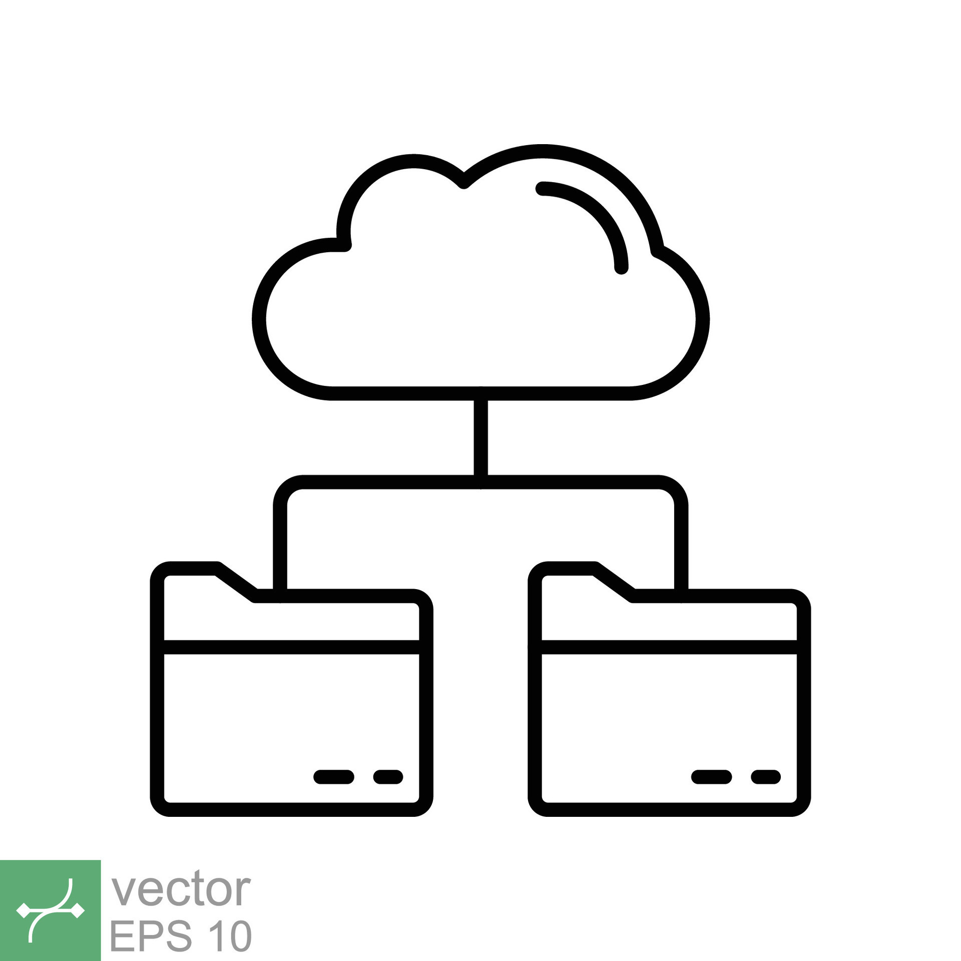 Cloud Storage Icon Simple Outline Style Digital File Organization Service Upload Computer