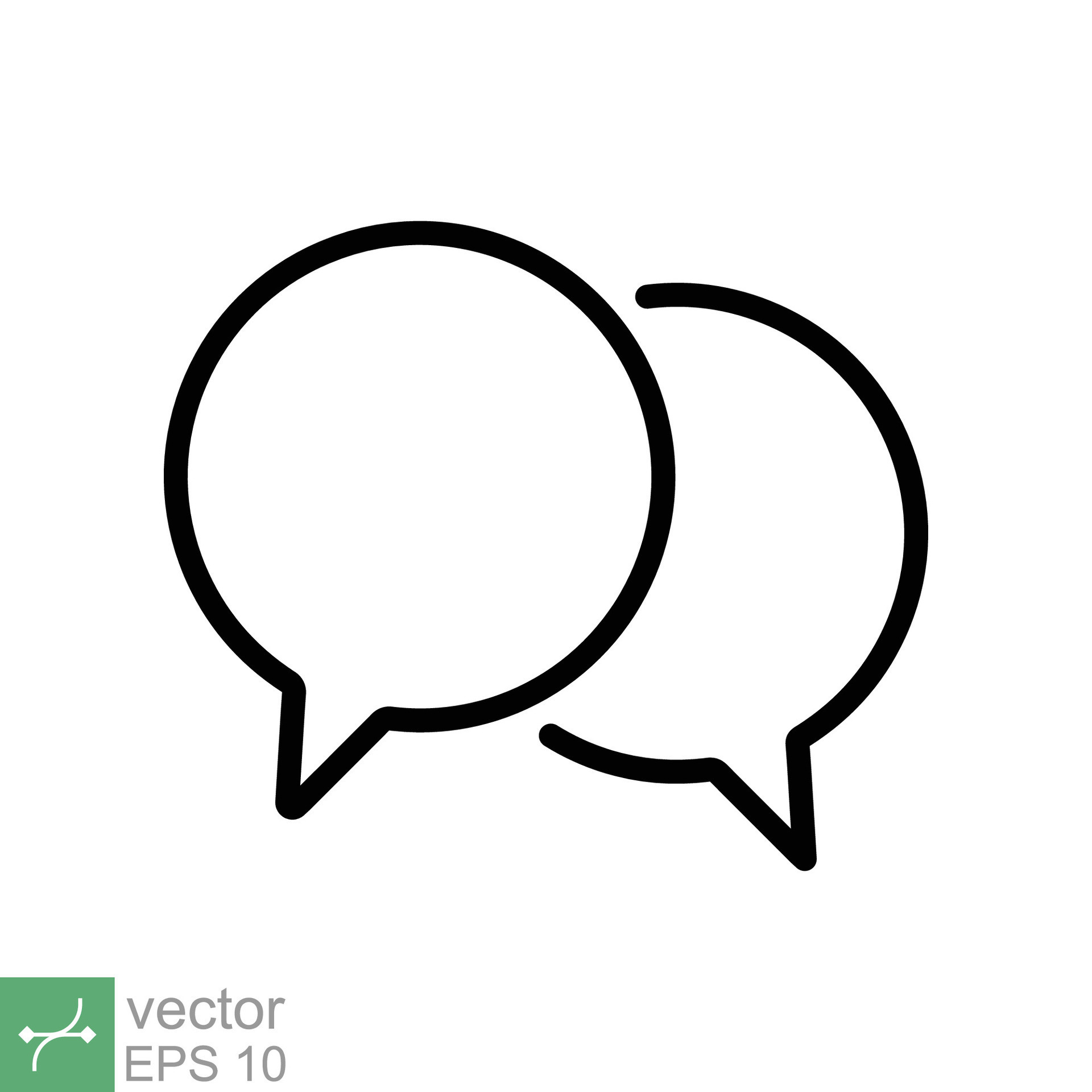 Talk Bubble Speech Icon Simple Outline Style Chat Speak Dialogue Balloon Cloud Dialog