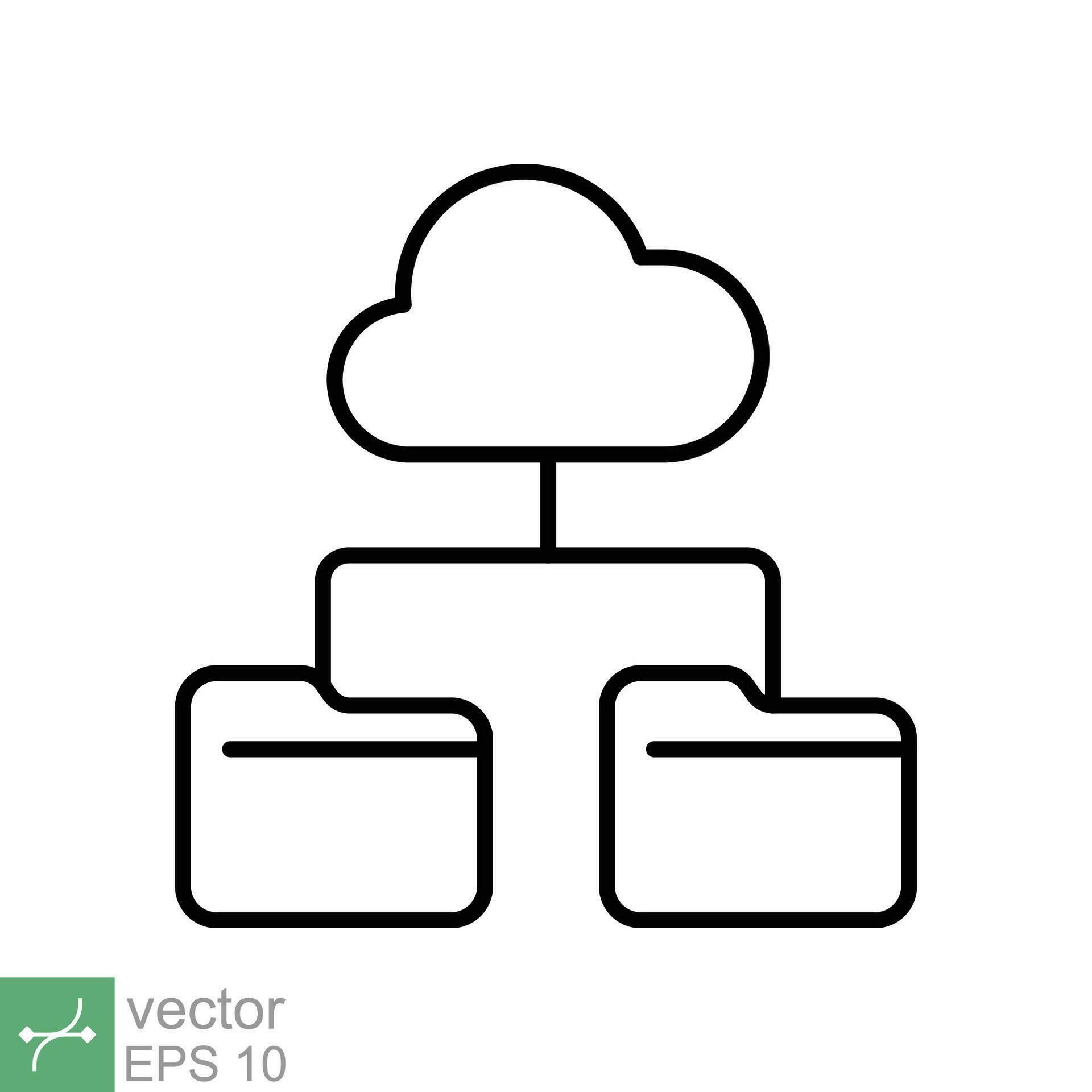 Cloud Storage Icon Simple Outline Style Digital File Organization Service Upload Computer