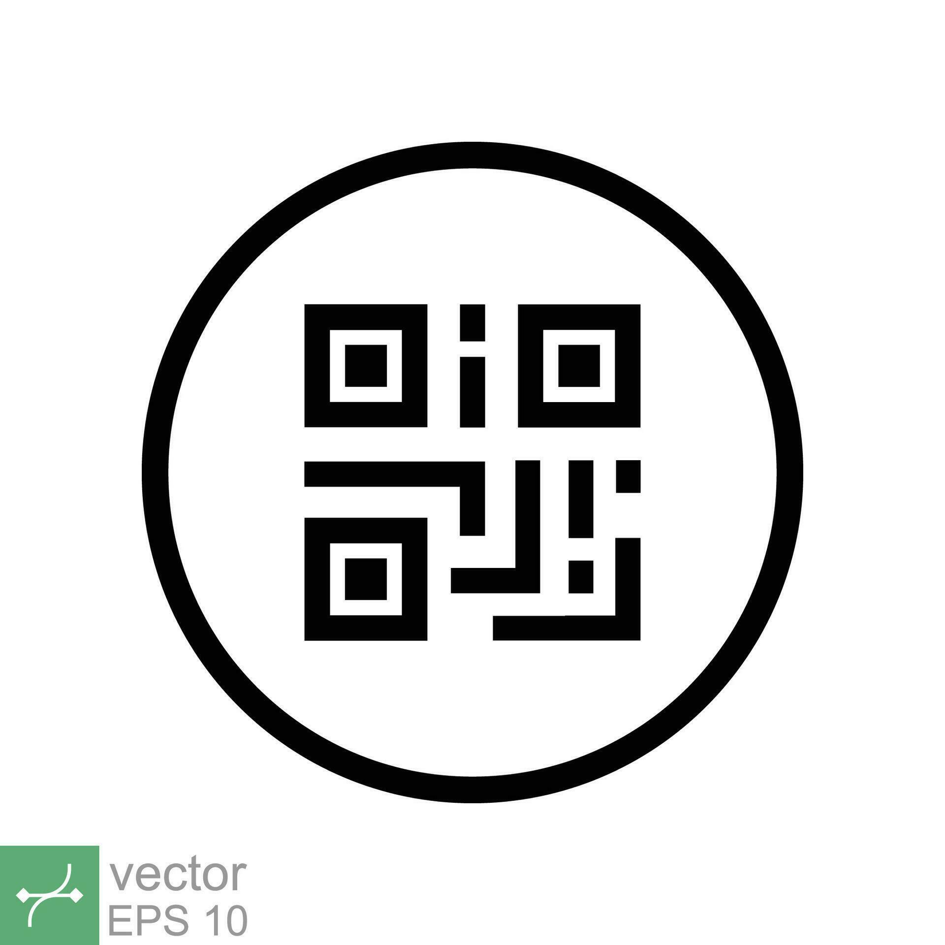 Scan Qr Code Icon Simple Flat Style Scanning Black Round Qr Badge On