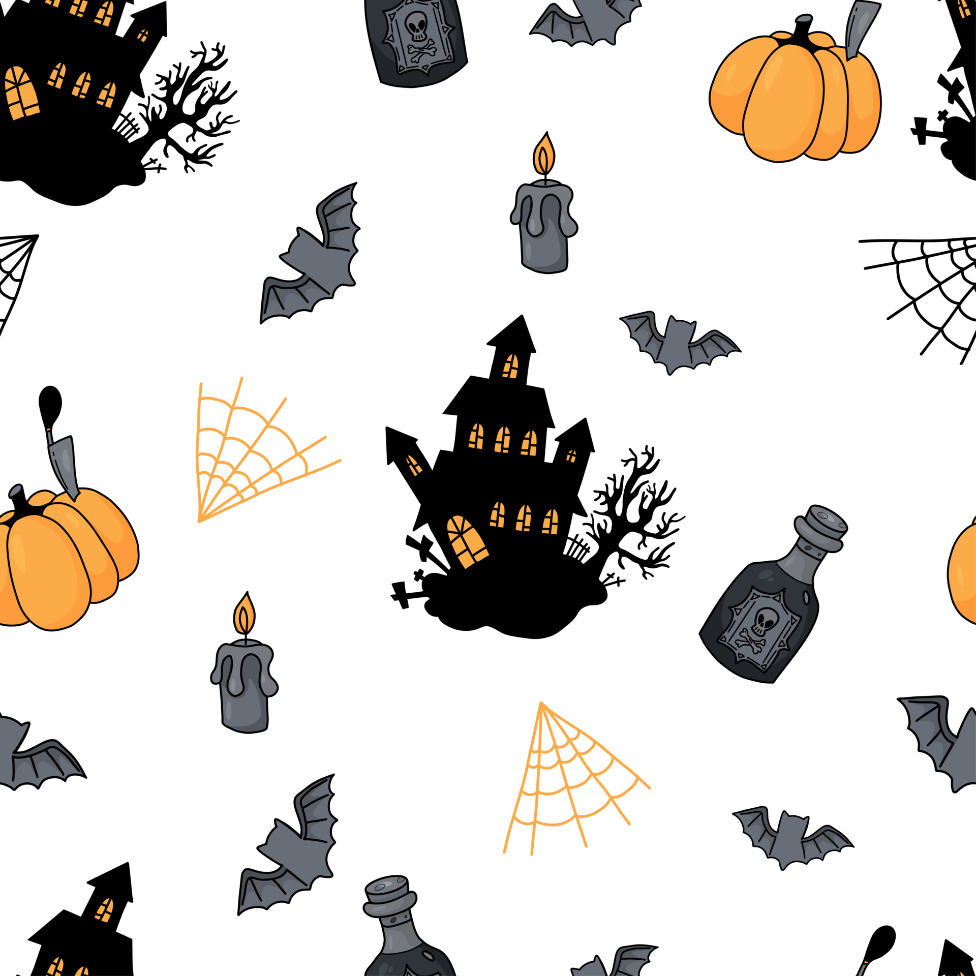 Halloween Seamless Pattern With Spooky House 26959537 PNG halloween-seamless-pattern-with-spooky-house-26959537-png